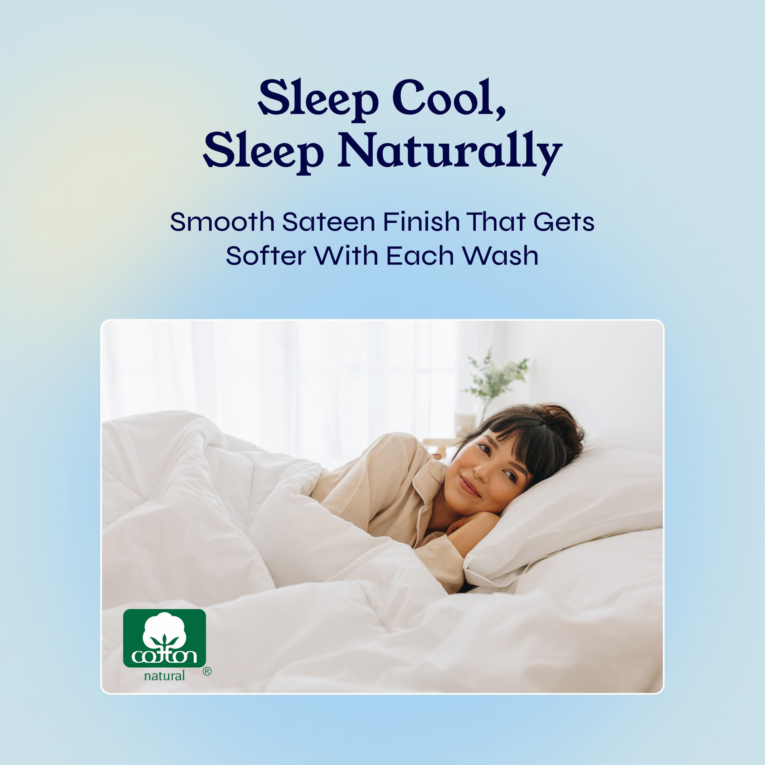 California Design Den Natural 100% Cotton Sheets Queen Sheet Set, Soft 400 Thread Count Sateen Cooling Sheets, Deep Pocket Queen Sheets, 4 Piece Bed Sheets Queen ( Bright White Sheets)