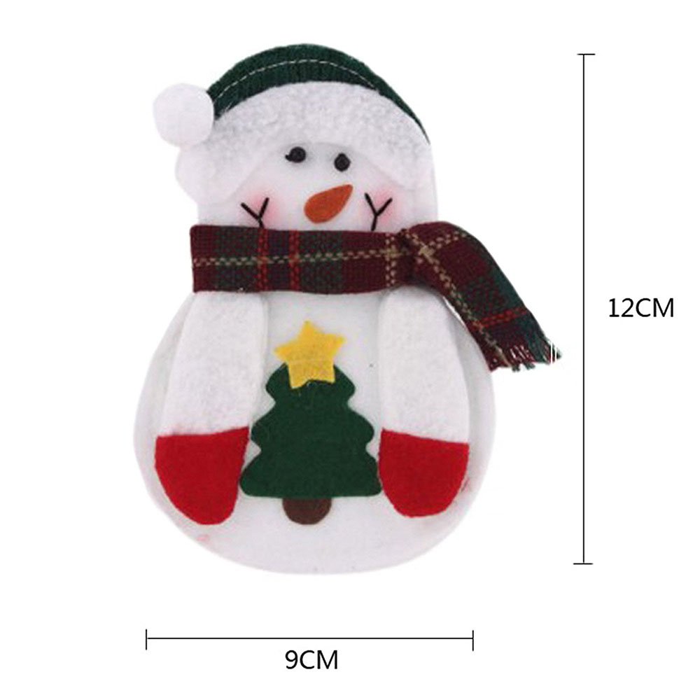 Deggod 8Pcs Christmas Tableware Holders Set, White Snowman Knife and Fork Bags Covers for Thanksgiving New Year Christmas Party Decorations Xmas Dinner Table Decor Ornaments (Snowman)