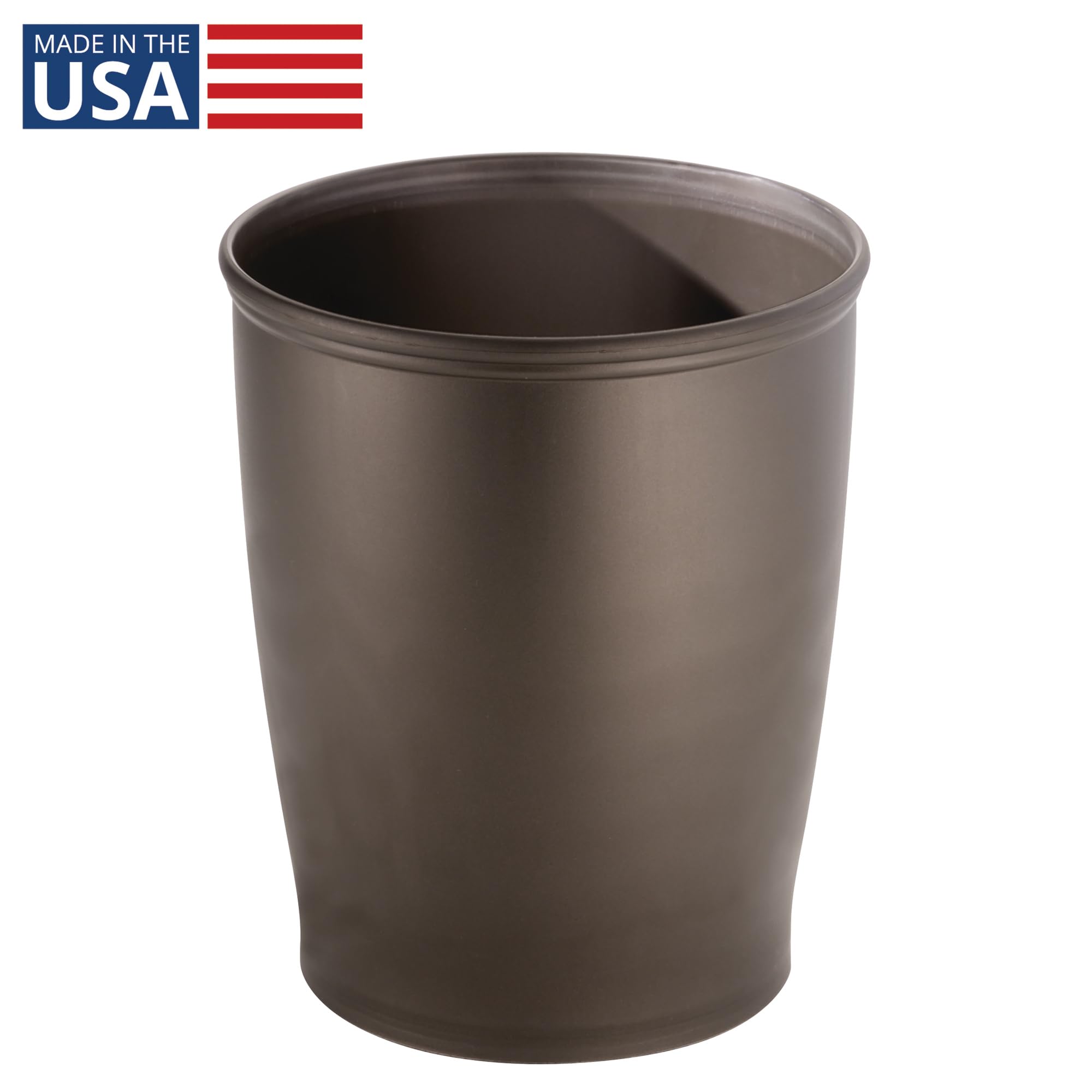 iDesign Round Plastic Waste Basket The Kent Collection β, 8.35β x 8.35β x 10β, Bronze
