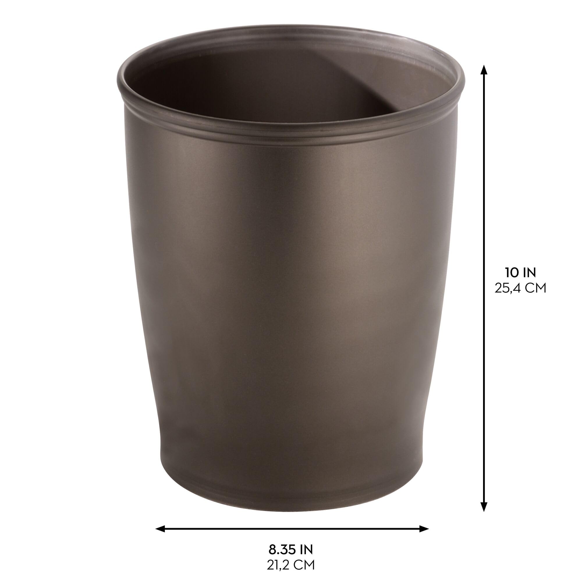 iDesign Round Plastic Waste Basket The Kent Collection β, 8.35β x 8.35β x 10β, Bronze