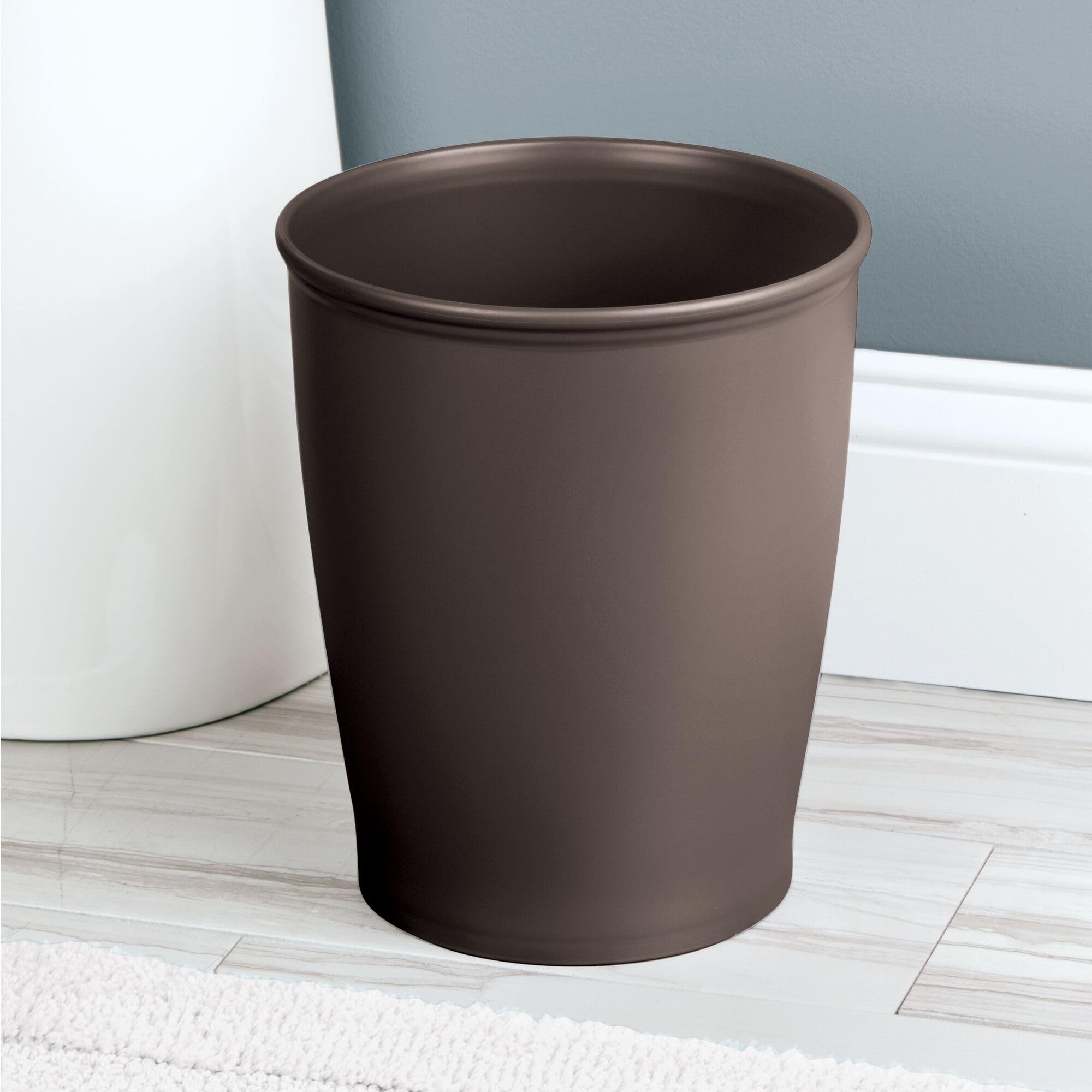 iDesign Round Plastic Waste Basket The Kent Collection β, 8.35β x 8.35β x 10β, Bronze
