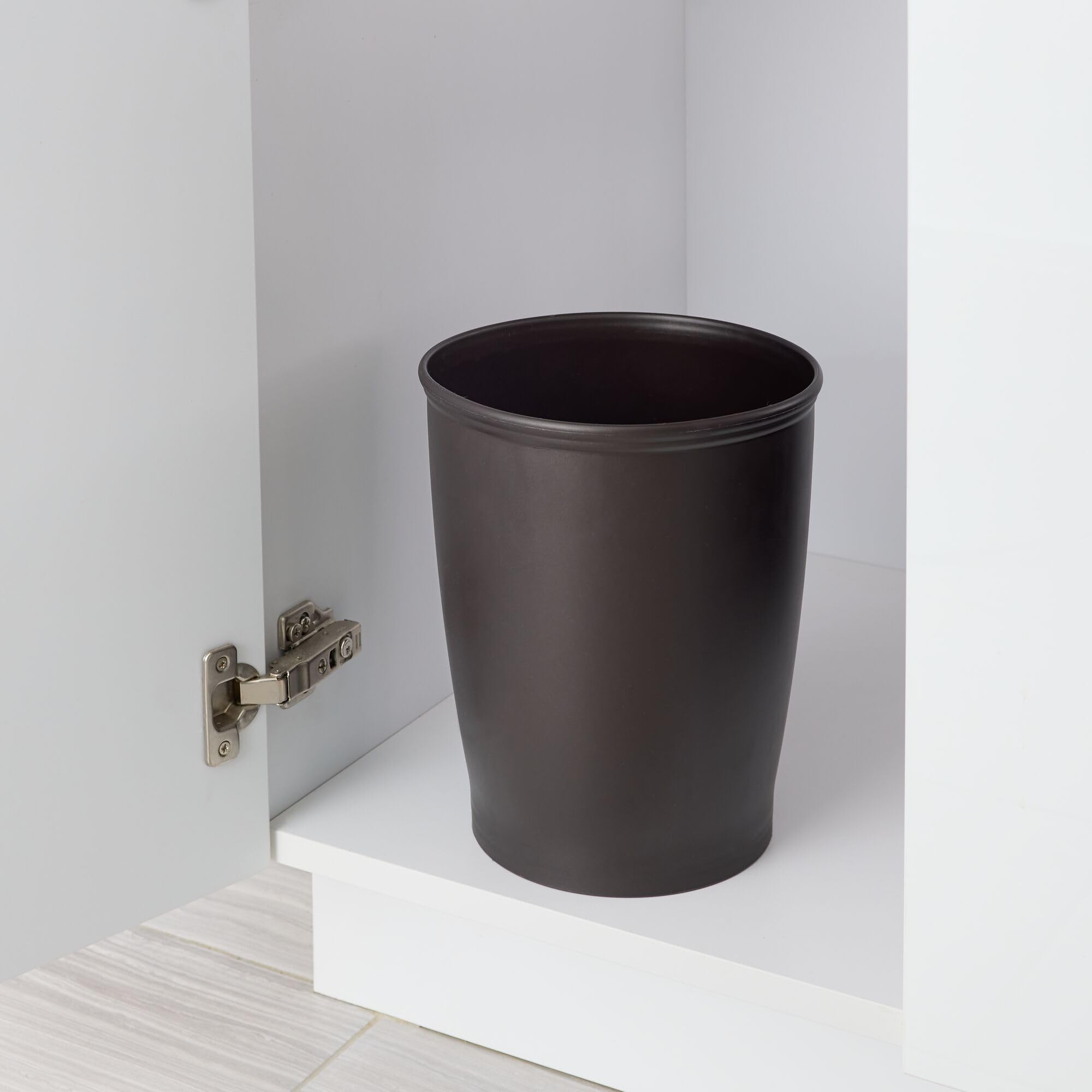 iDesign Round Plastic Waste Basket The Kent Collection β, 8.35β x 8.35β x 10β, Bronze
