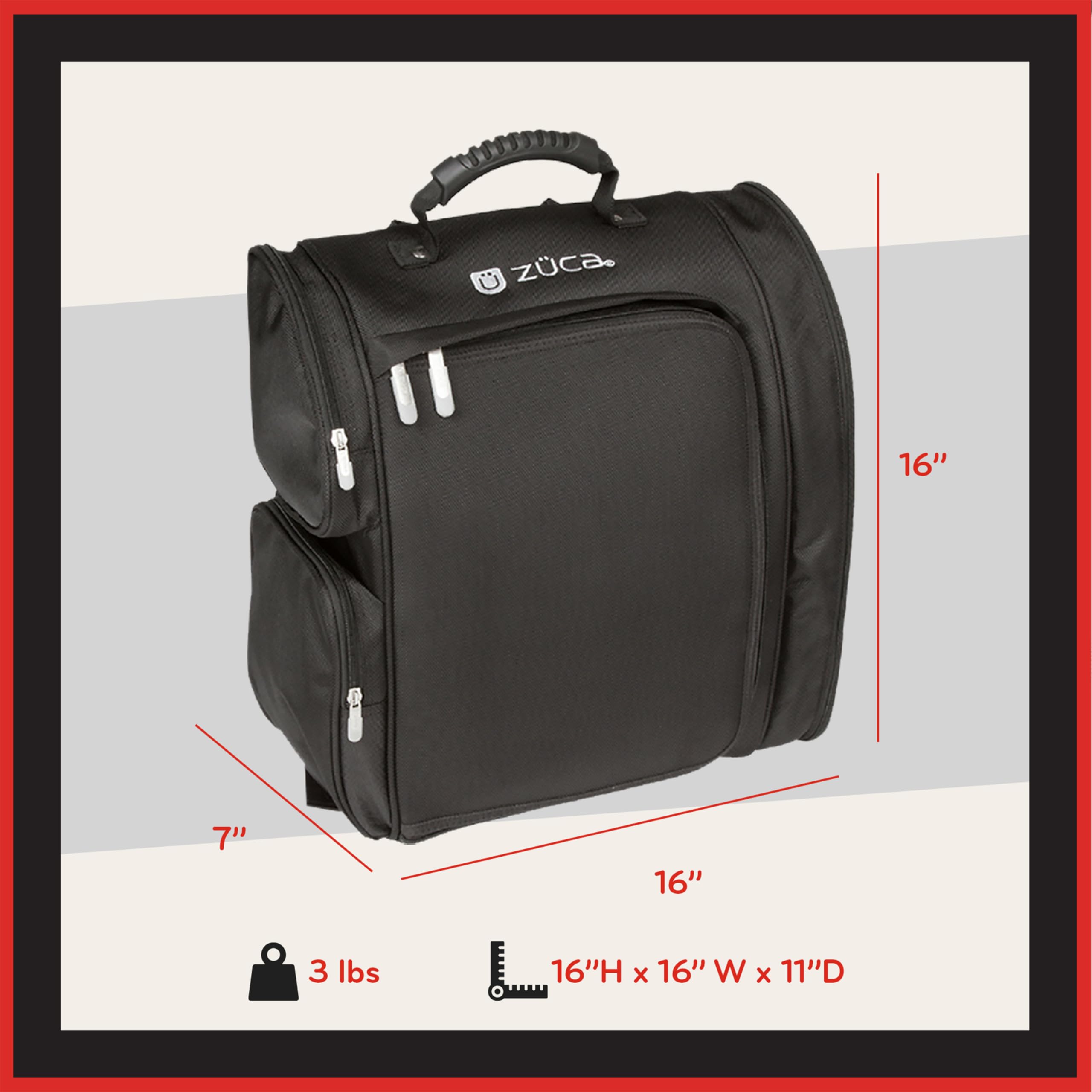 Zuca Artist Backpack With Two Vinyl-Lined Utility Pouches, Black