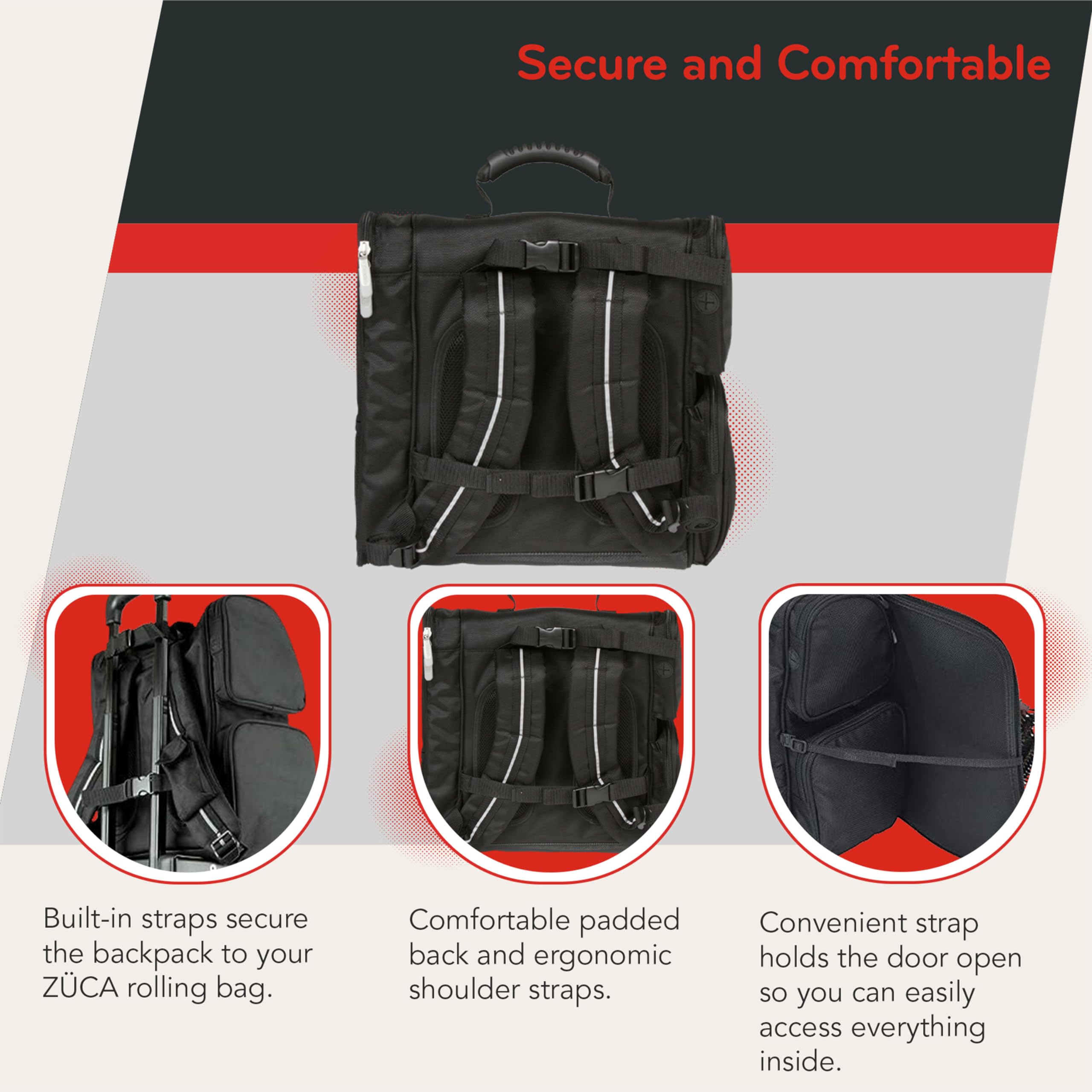 Zuca Artist Backpack With Two Vinyl-Lined Utility Pouches, Black