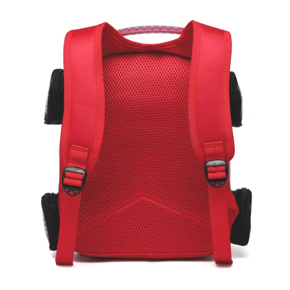 Toddler Boys Girls Backpack Waterproof Cartoon Truck Car Kindergarten Child Snack School Bag (Red)