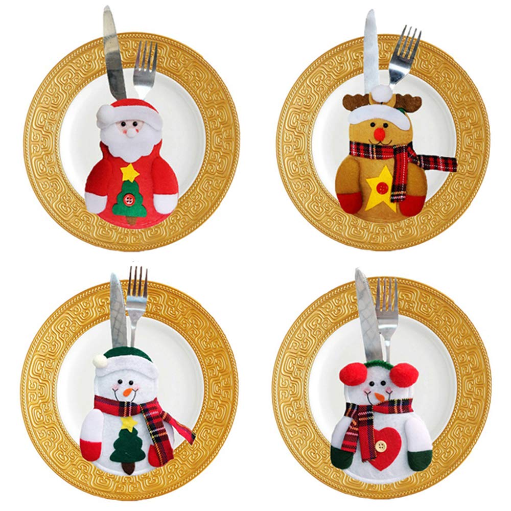 Kaxich 8pcs Christmas Cutlery Holders Suit Silverware Pockets Knifes Forks Tableware Decor Bag Storage Covers Christmas Xmas Party Decorations