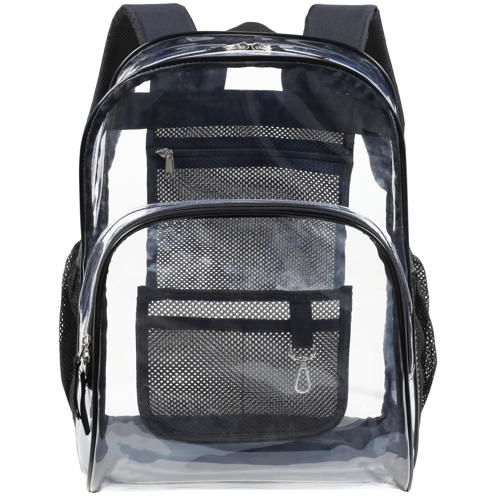 Cambond Clear Backpack, Heavy Duty Transparent Backpacks for Adults Reinforced Straps See-Through Bag for School and Work(Black)