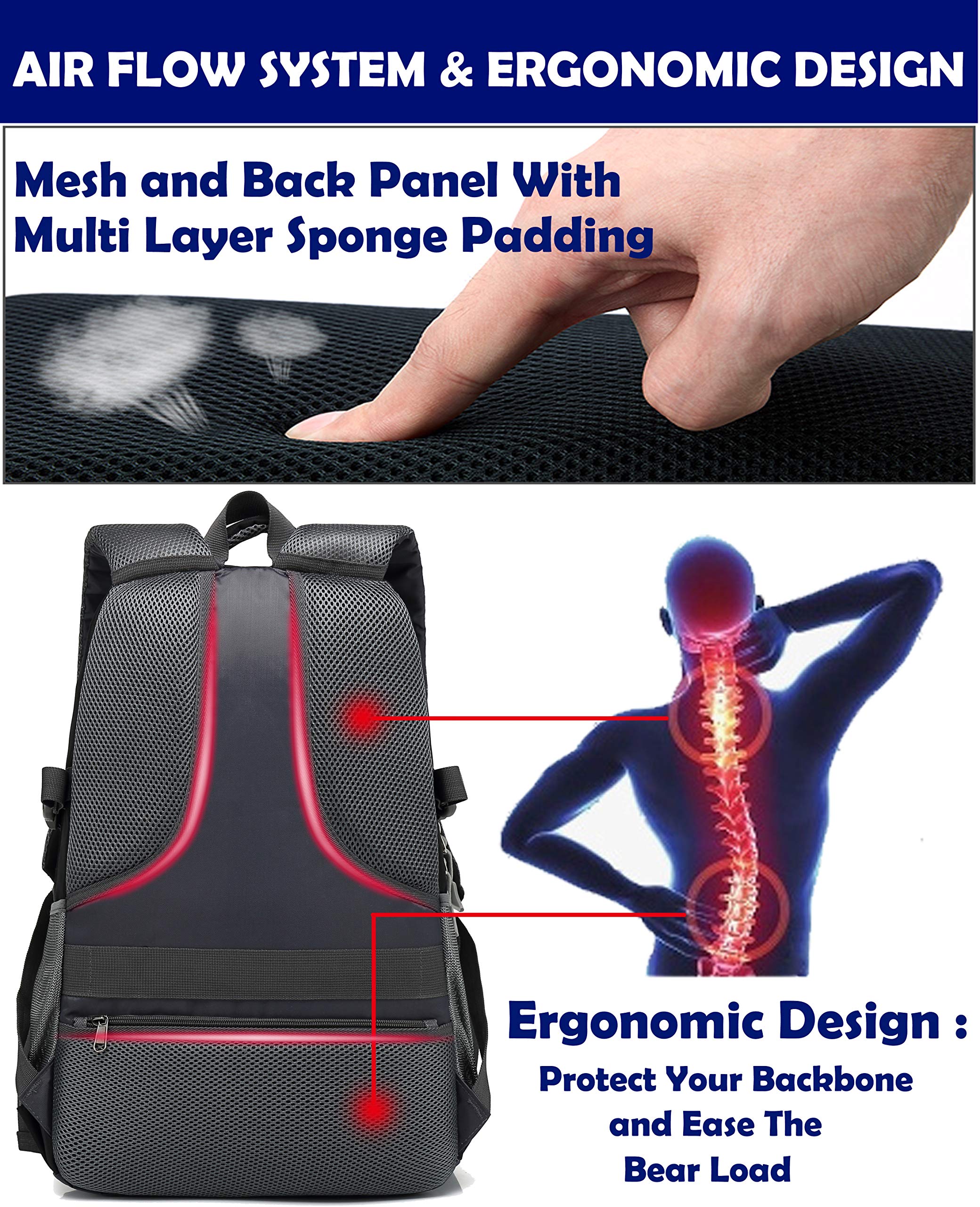 Backpack for School College Student Sturdy Bookbag Travel Business with USB Charging Port Laptop compartment Chest Straps Anti Theft Night Light Reflective (Purple)
