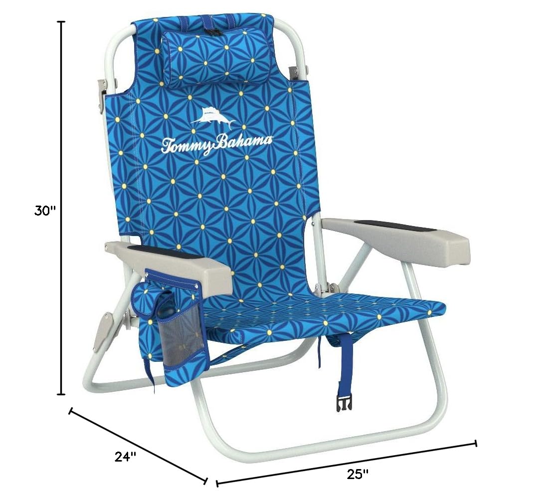 Tommy Bahama Backpack Cooler Beach Chairs - Blue Floral