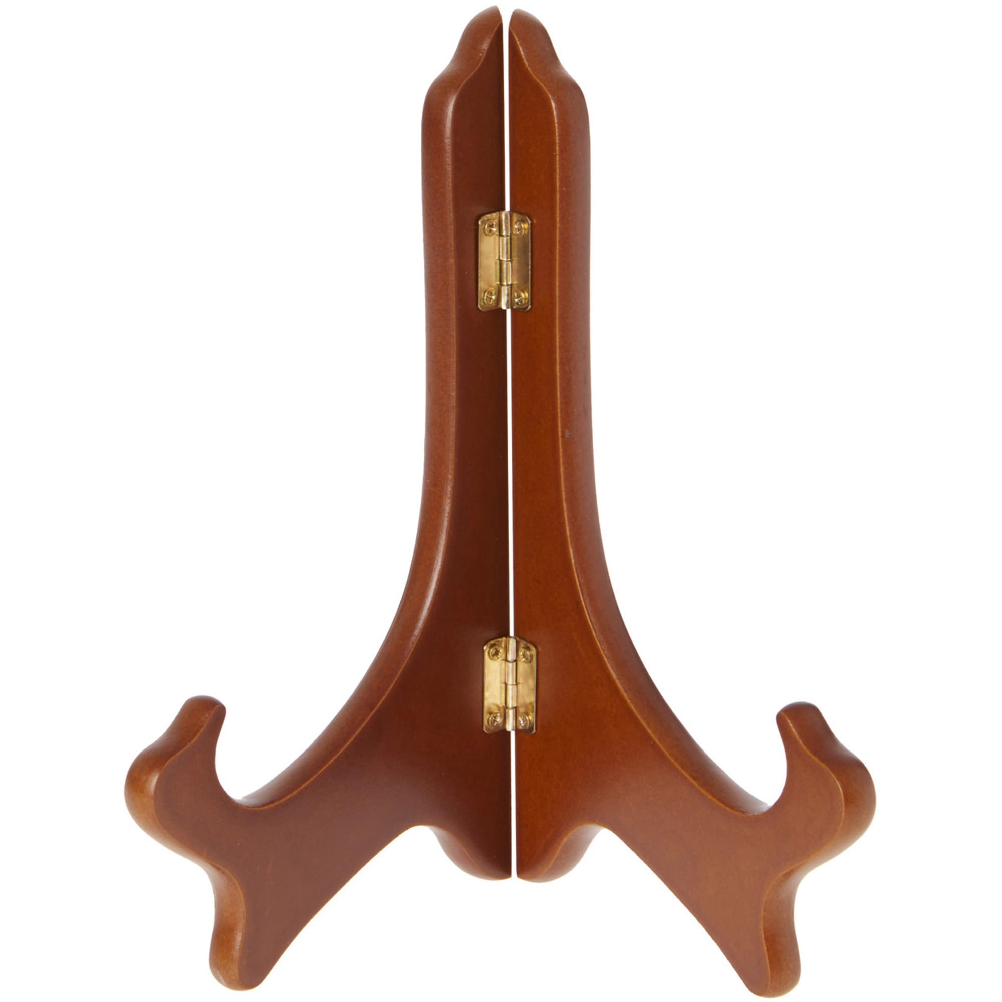 Bard's Hinged Walnut MDF Wood Plate Stand, 8" H x 7" W x 4.75" D (For 8" - 10" Plates), Pack of 2