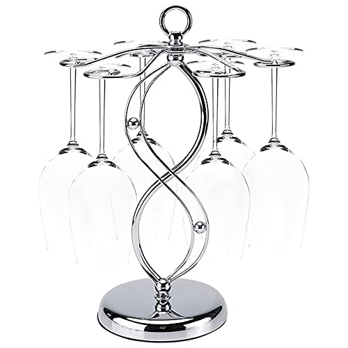 ZOOTWO Scrollwork Wine Glass Rack,6-Hook Scrollwork Metal Countertop Wine Glass Cup Holder for Home and Bar Storage and Artistic Tabletop Display, Spiral Style