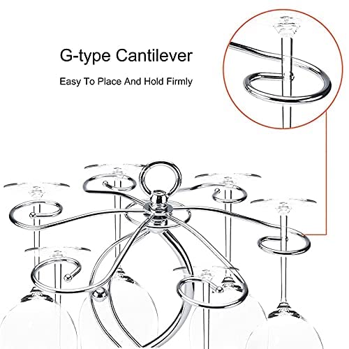 ZOOTWO Scrollwork Wine Glass Rack,6-Hook Scrollwork Metal Countertop Wine Glass Cup Holder for Home and Bar Storage and Artistic Tabletop Display, Spiral Style