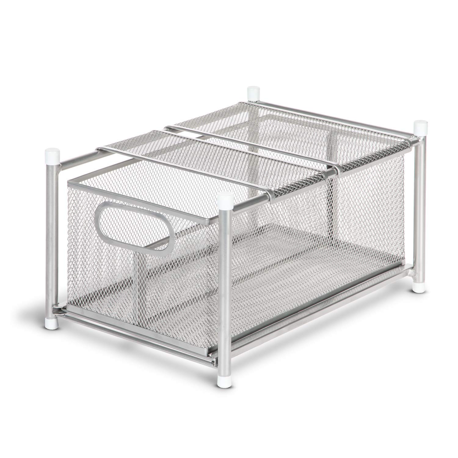 Home Zone Living Under Bathroom Sink Organizer – Sliding Basket, Inside Cabinet Storage