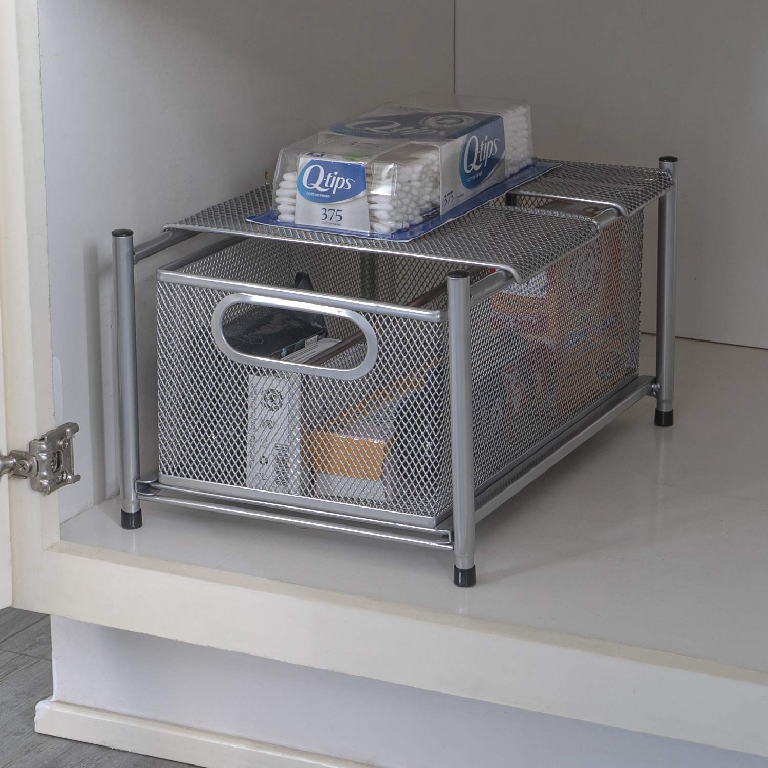 Home Zone Living Under Bathroom Sink Organizer β Sliding Basket, Inside Cabinet Storage
