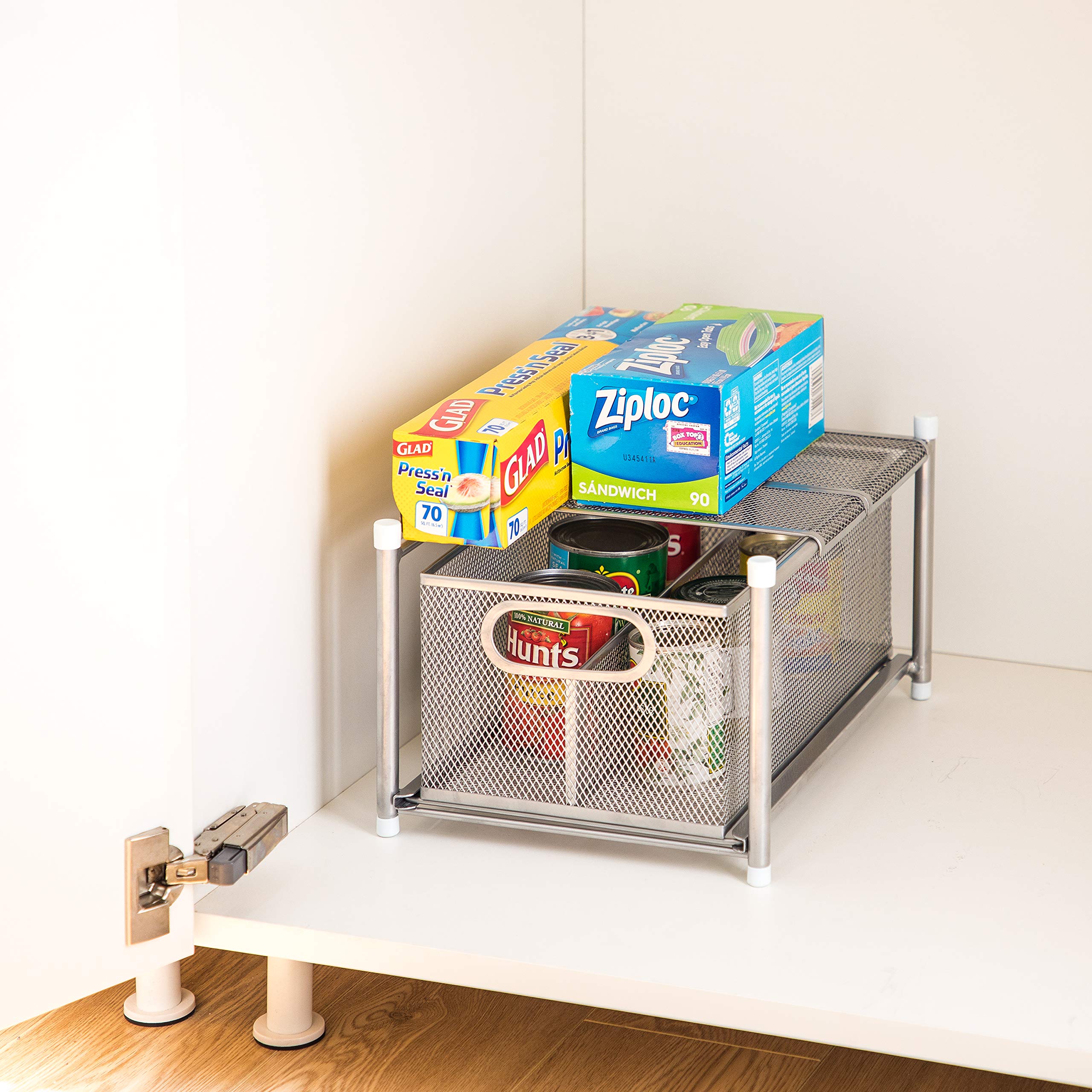 Home Zone Living Under Bathroom Sink Organizer β Sliding Basket, Inside Cabinet Storage