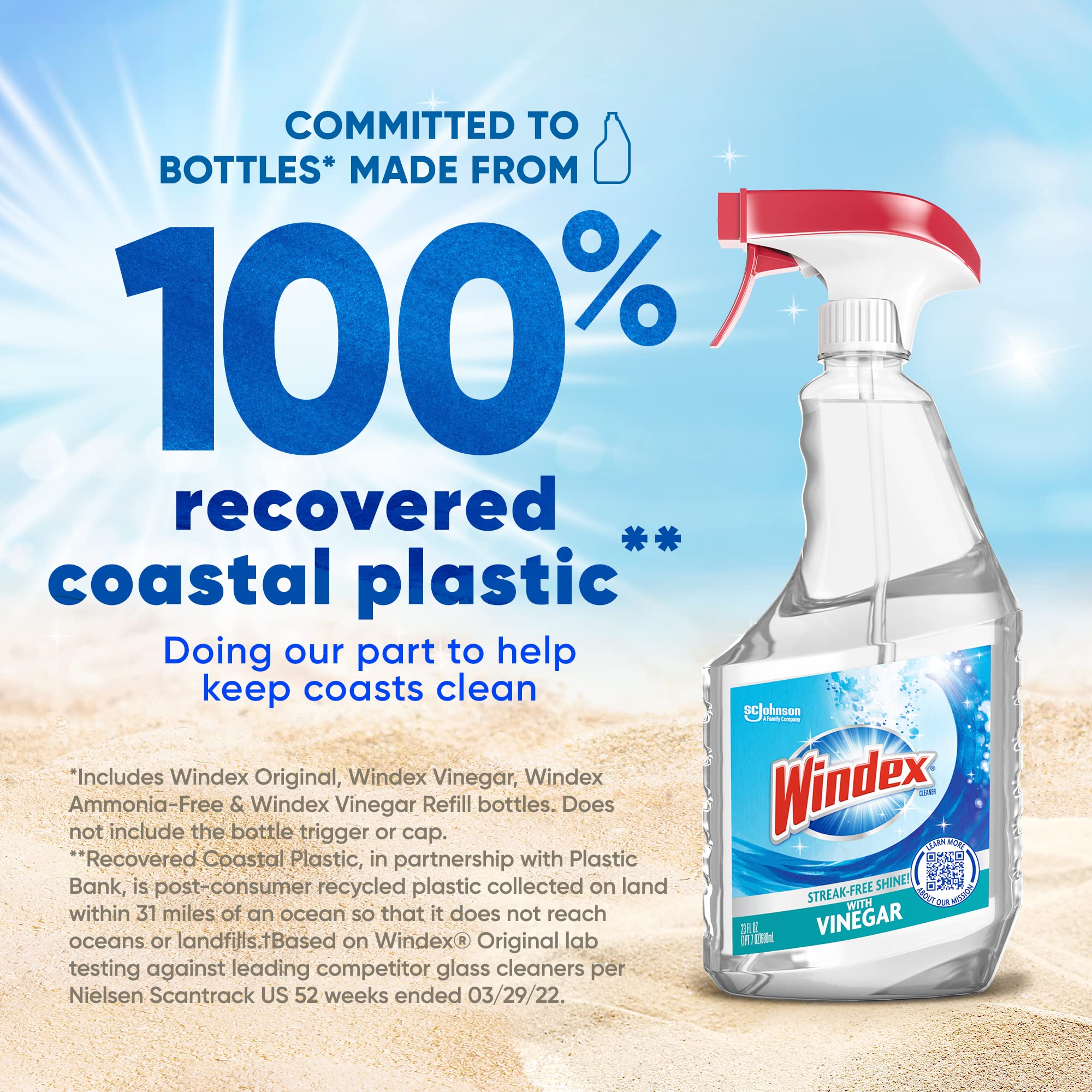 Windex with Vinegar Glass Cleaner, Spray Bottle, 23 fl oz