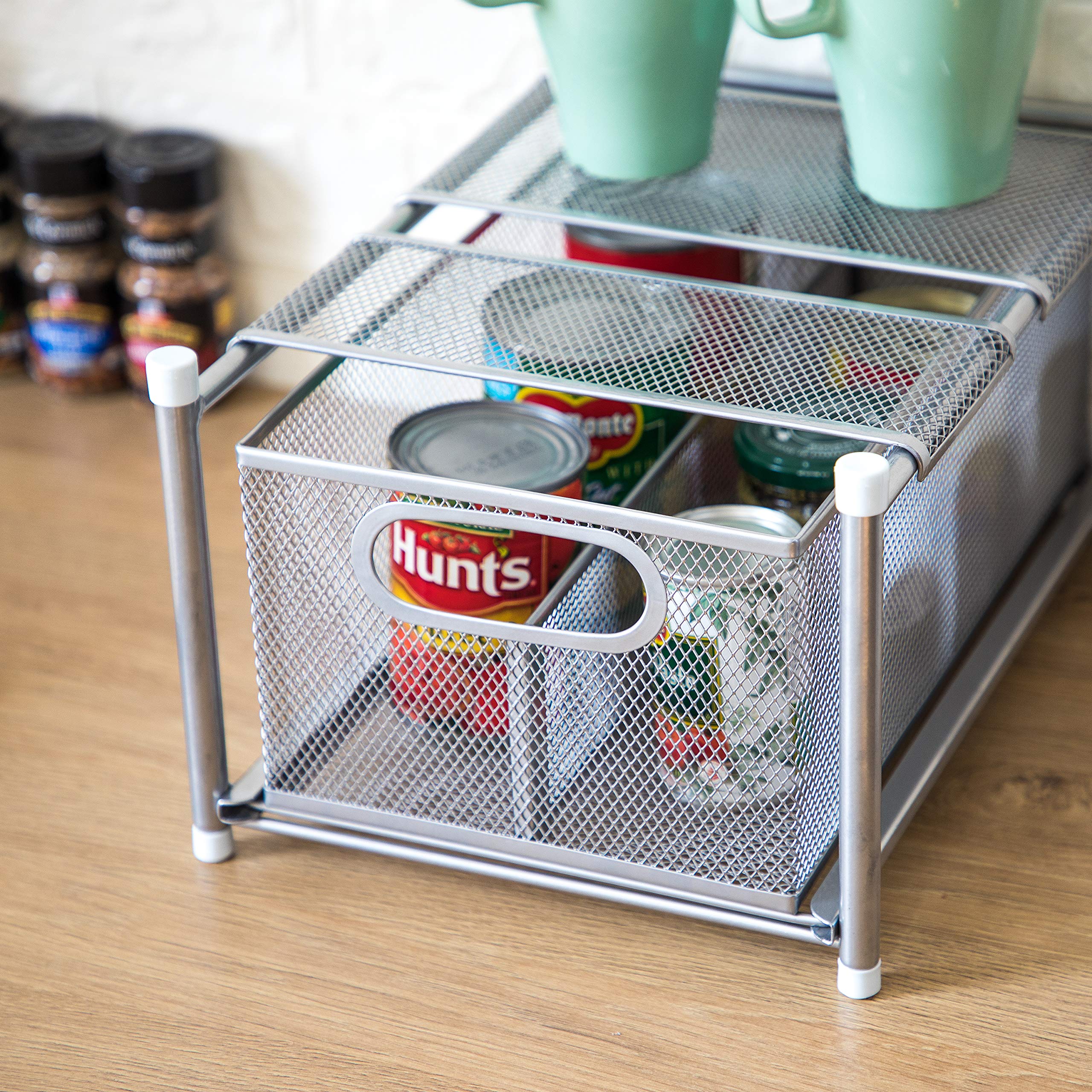 Home Zone Living Under Bathroom Sink Organizer β Sliding Basket, Inside Cabinet Storage
