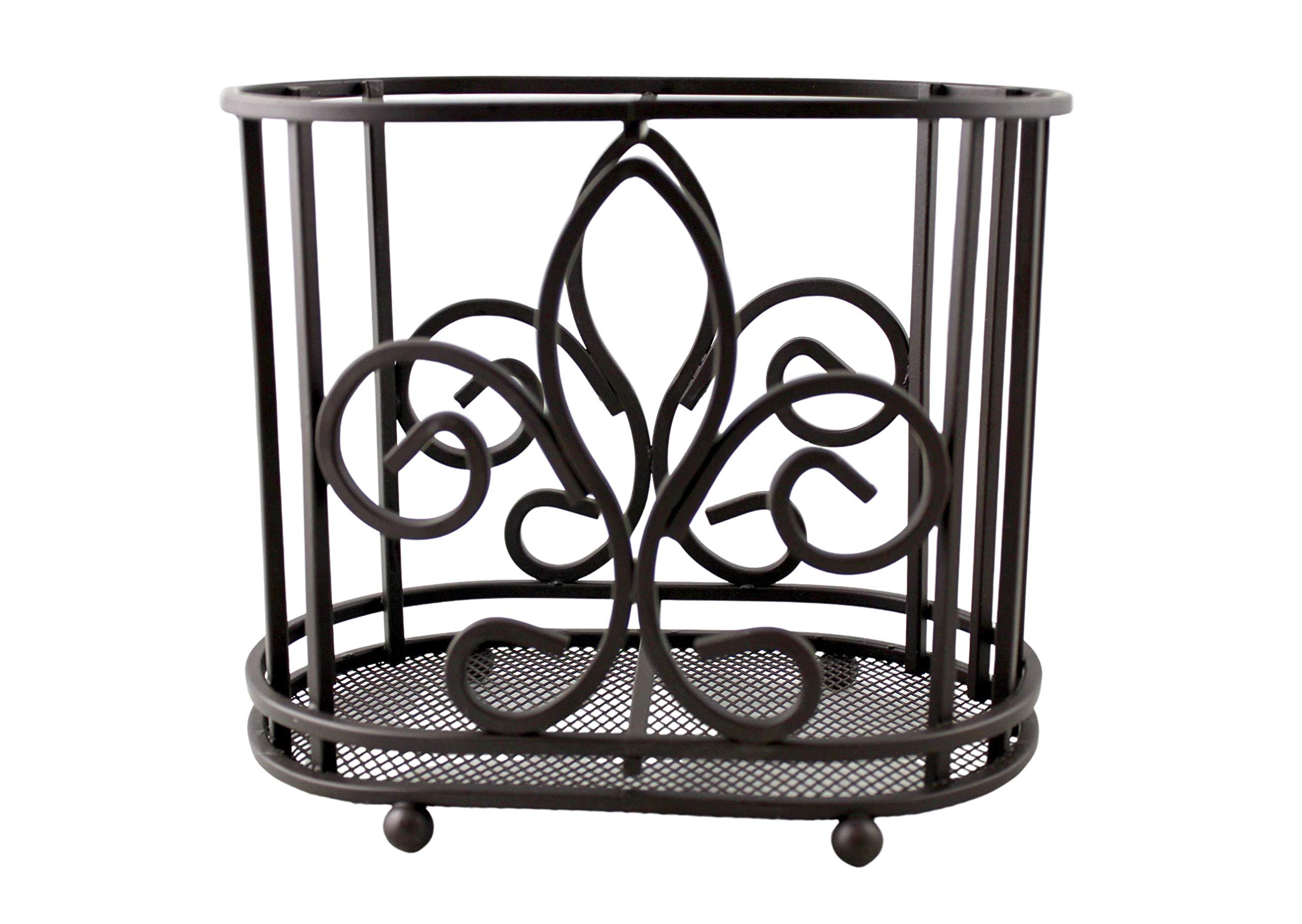 Dependable Metal Wire Cutlery and Utensil Storage Organizer Bin for Kitchen, Pantry, Table and Countertop - Utensil Caddy Holds Forks, Knives, Spoons, Spatulas - 2 Section - Bronze