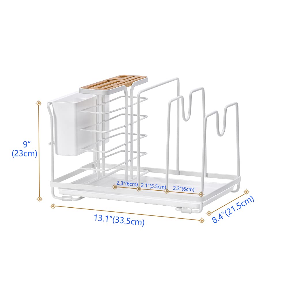 Poeland Multifunctional Kitchen Pantry Organizer Rack, Knife Holder, Countertop Kitchenware Rack, Pot Lid Holder