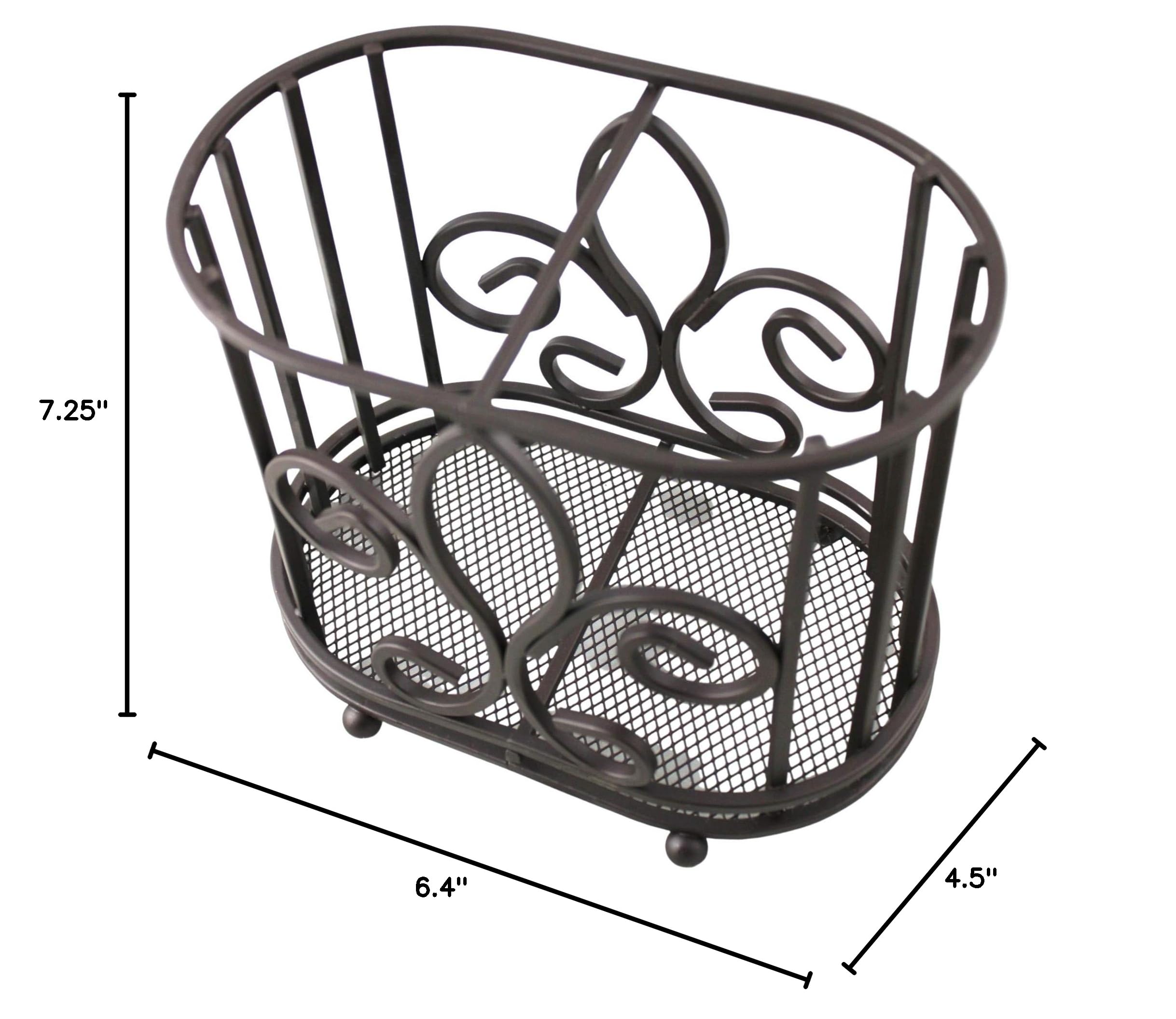 Dependable Metal Wire Cutlery and Utensil Storage Organizer Bin for Kitchen, Pantry, Table and Countertop - Utensil Caddy Holds Forks, Knives, Spoons, Spatulas - 2 Section - Bronze