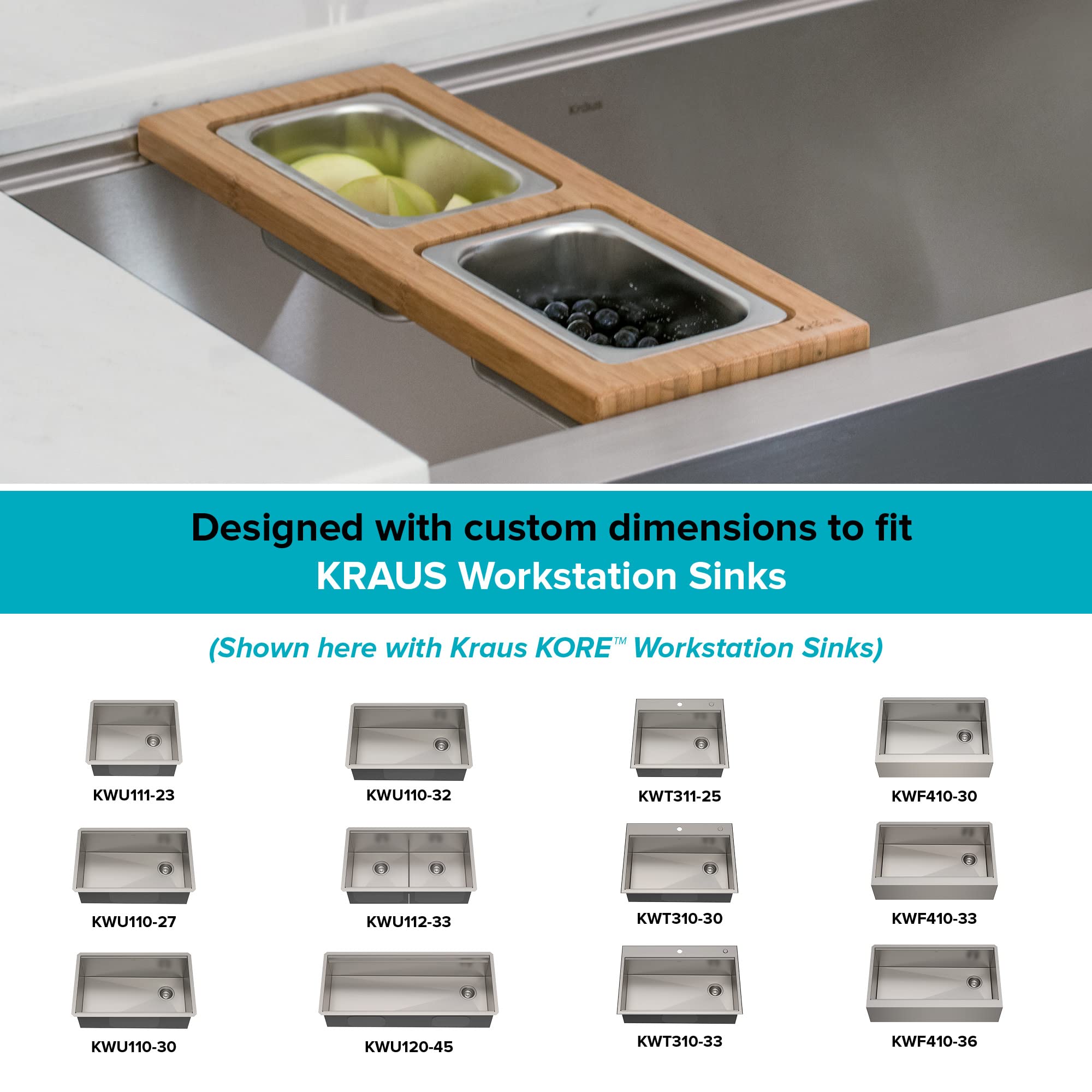 Kraus KSC-1001BB Kore Serving Bowl Workstation Sink, 2