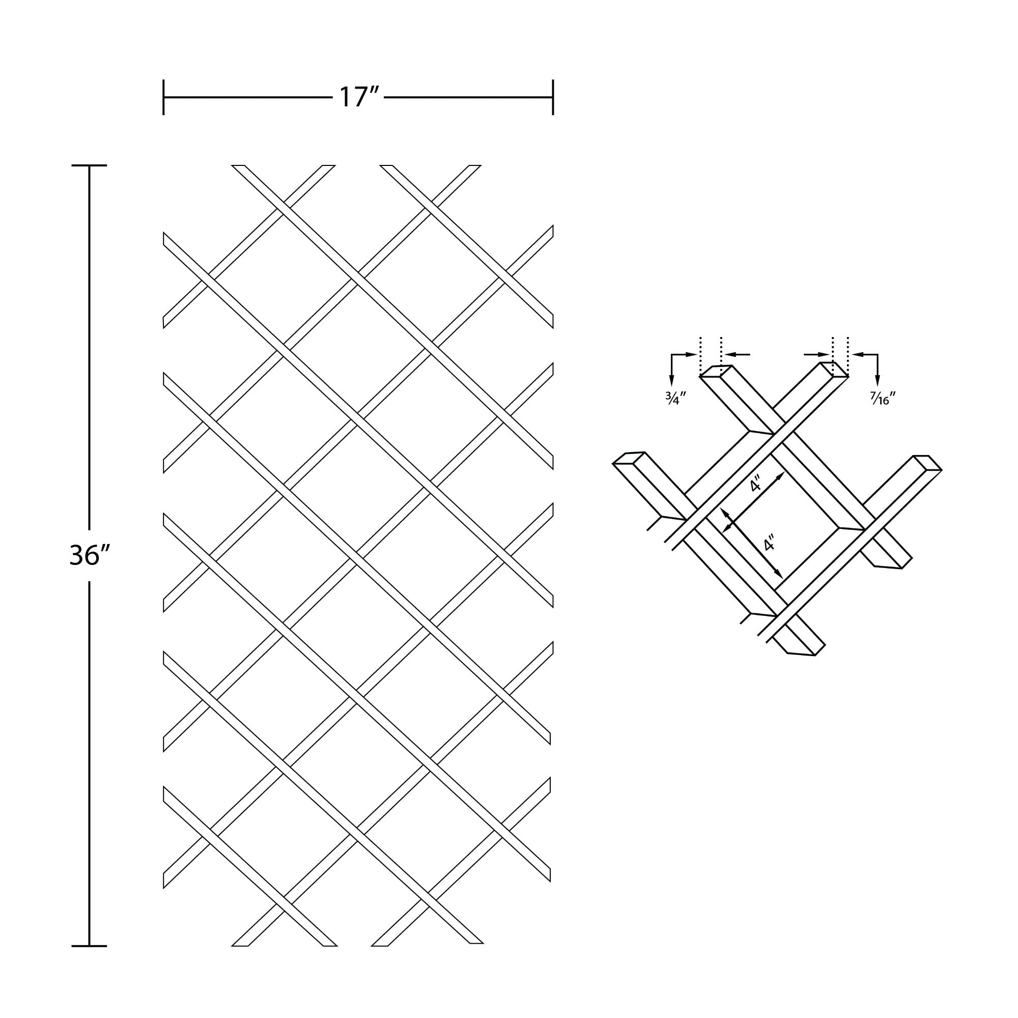 American Pro Décor 14-Bottle Trimmable Wine Rack Lattice Panel Inserts in Unfinished Solid North American Hard Maple