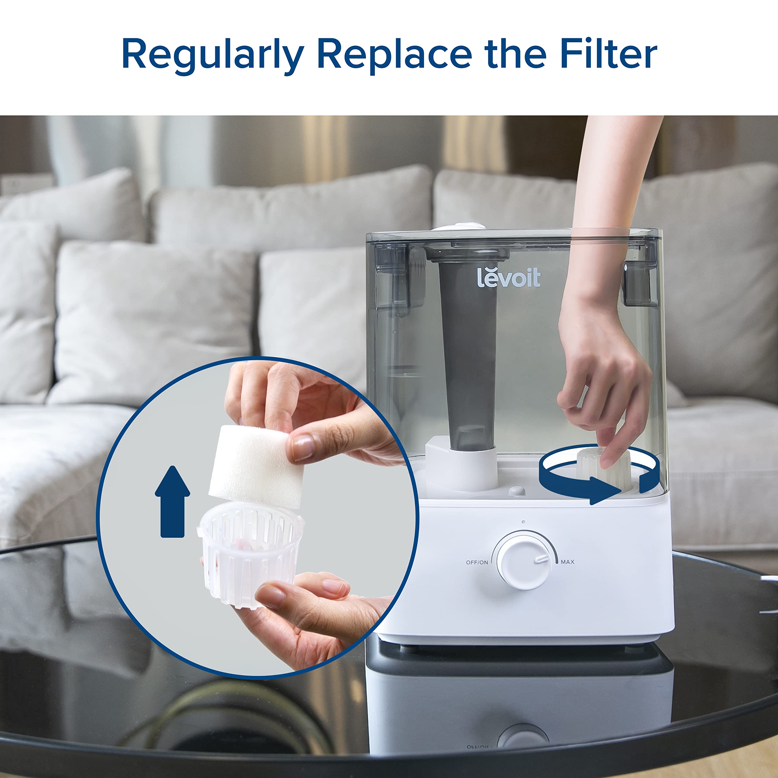 LEVOIT 10-Pack Humidifier Replacement Filters, Capture Fine Particles in Water Tank to Improve Humidification Efficiency, Compatible with Dual150, Dual200S, Classic300(S), LV600S, OasisMist, White