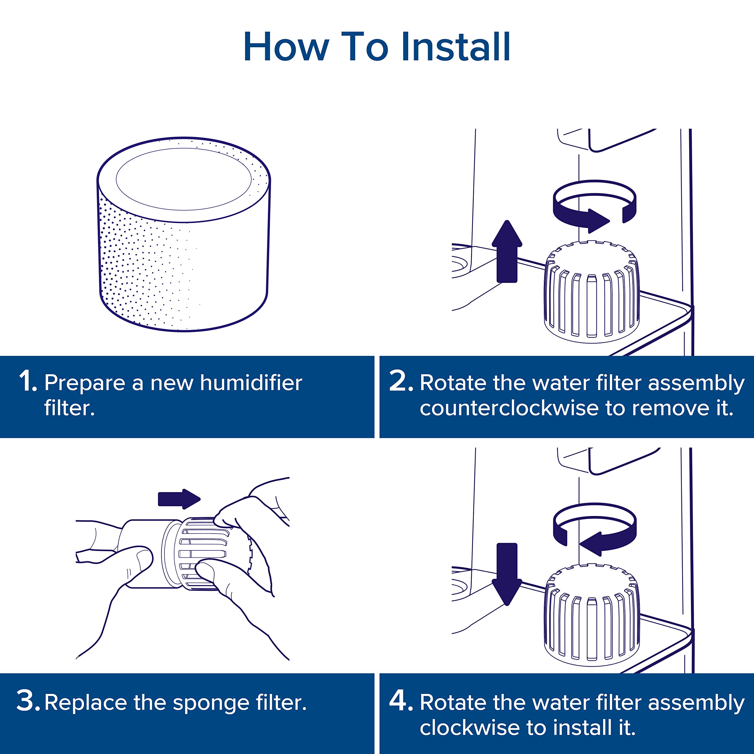 LEVOIT 10-Pack Humidifier Replacement Filters, Capture Fine Particles in Water Tank to Improve Humidification Efficiency, Compatible with Dual150, Dual200S, Classic300(S), LV600S, OasisMist, White