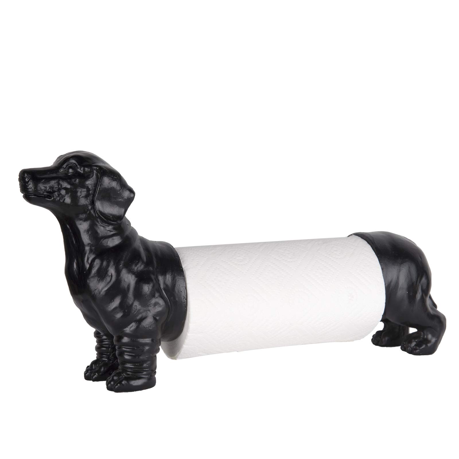 Dachshund Dog Paper Towel Holder for Kitchen, Freestanding Countertop Kitchen Paper Towel Holder, Vintage Animal Tissue Towel Display Stand, Black