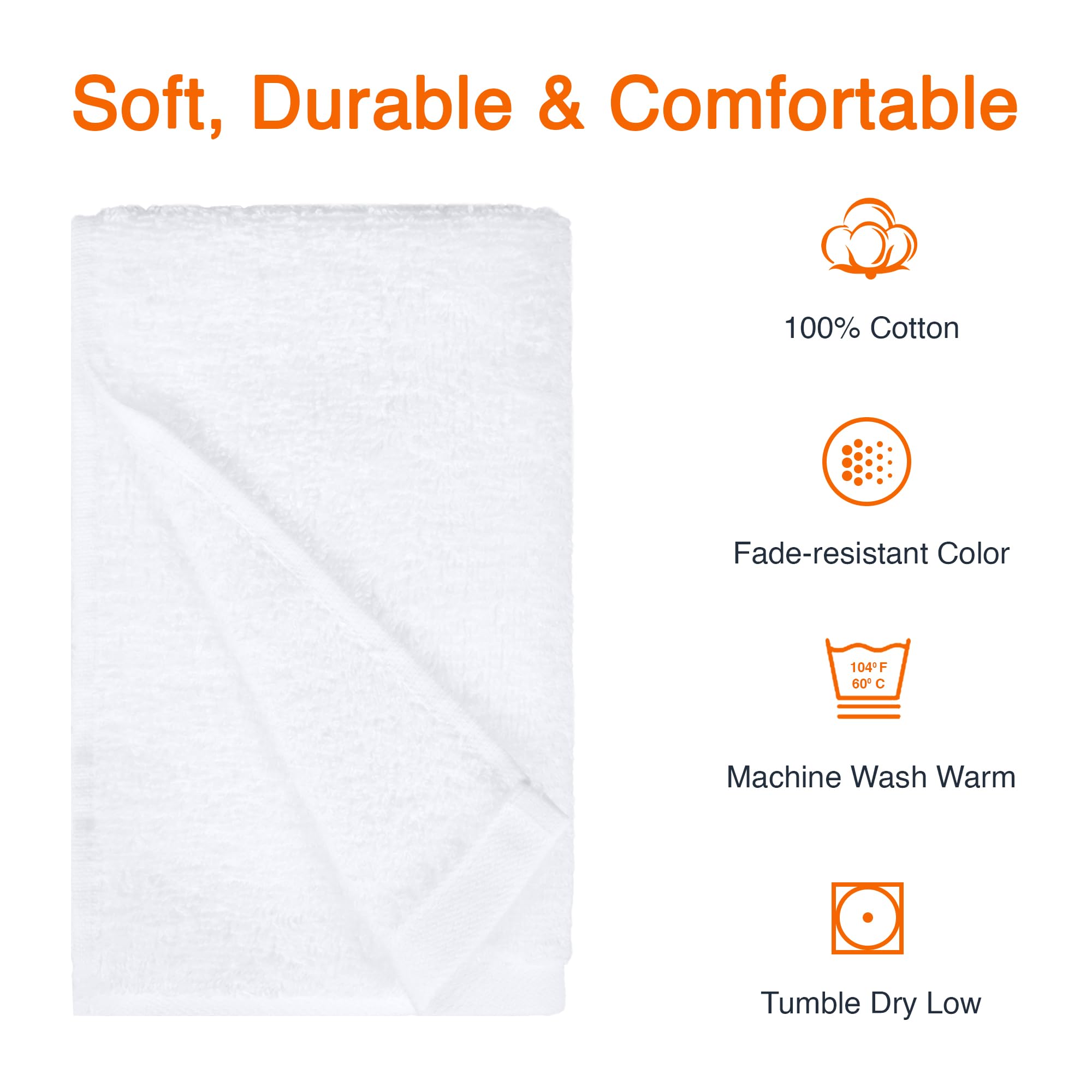 Amazon Basics Cotton Hand Towel - 12-Pack, White