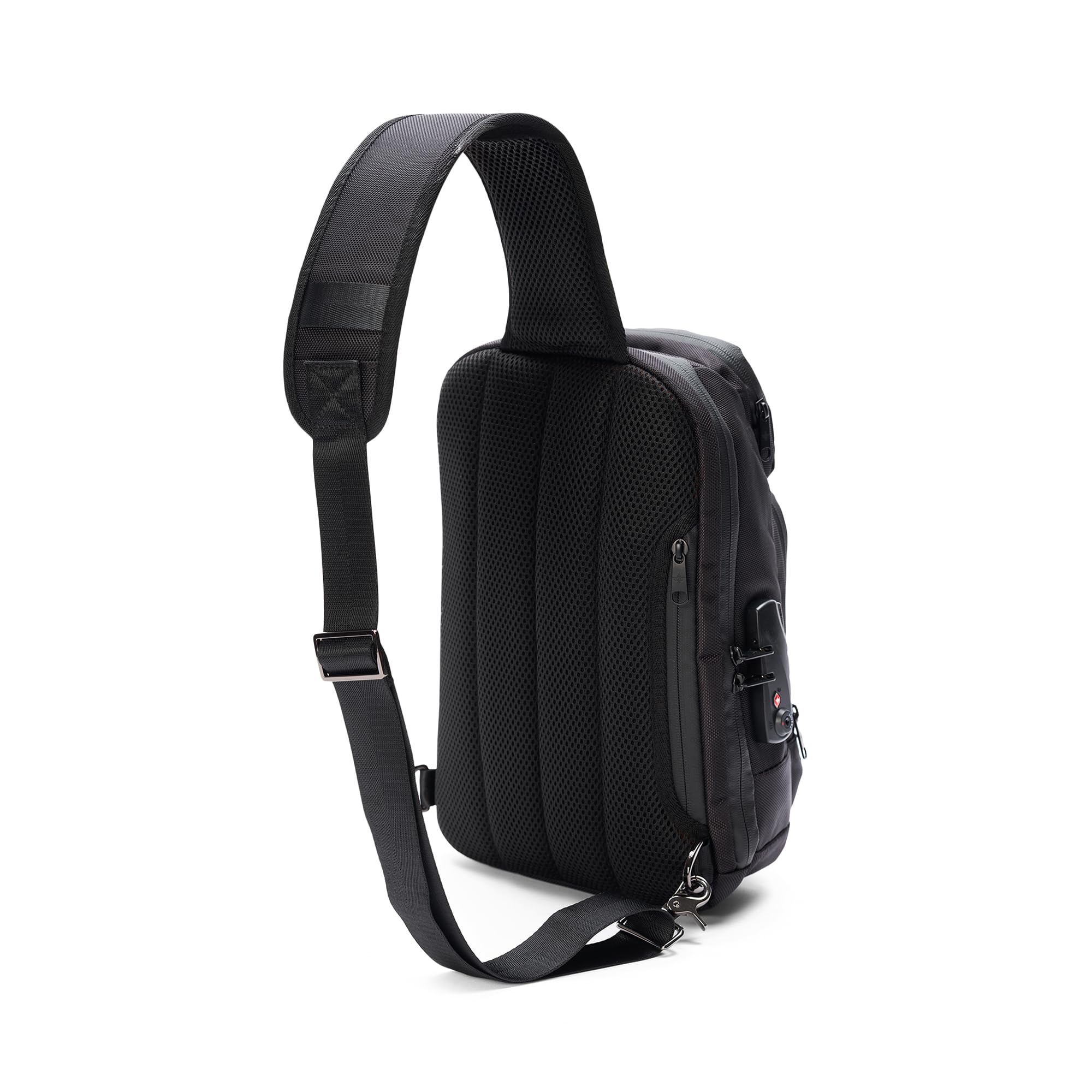 Erozul Equinox Sling Backpack Anti Theft Combination Lock Chest Shoulder Bag Waterproof Crossbody Casual Daypack (Black)