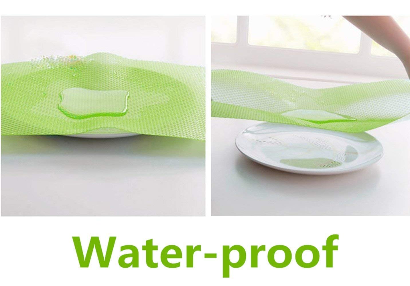 Islmlisa E-lishine Multifunctional Refrigerator Pads Moisture Absorption Pad Washable Can Be Cut Refrigerator Mats Drawer Table Placemats,Shelves Drawer Table Mats,Set of 4 (Green)