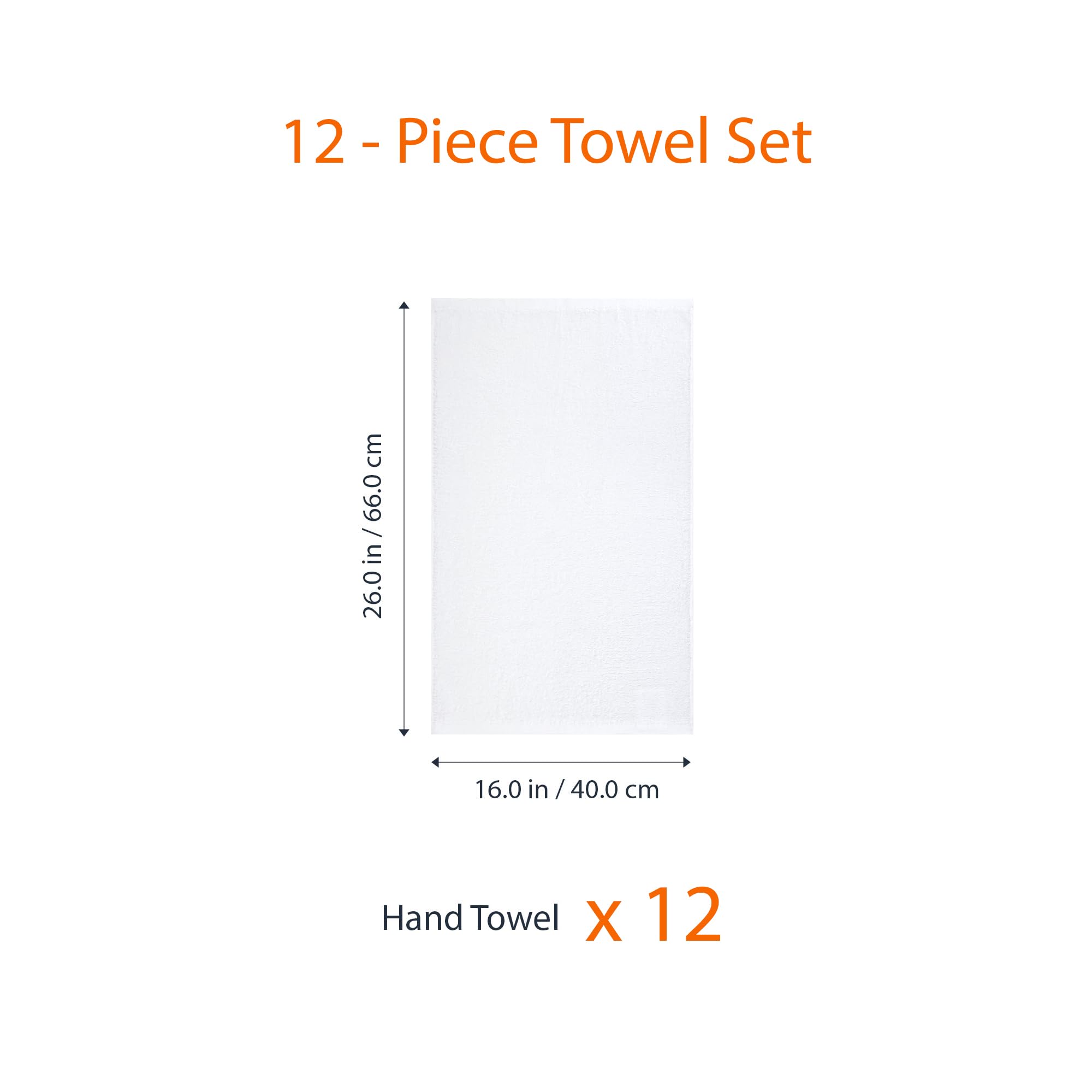 Amazon Basics Cotton Hand Towel - 12-Pack, White