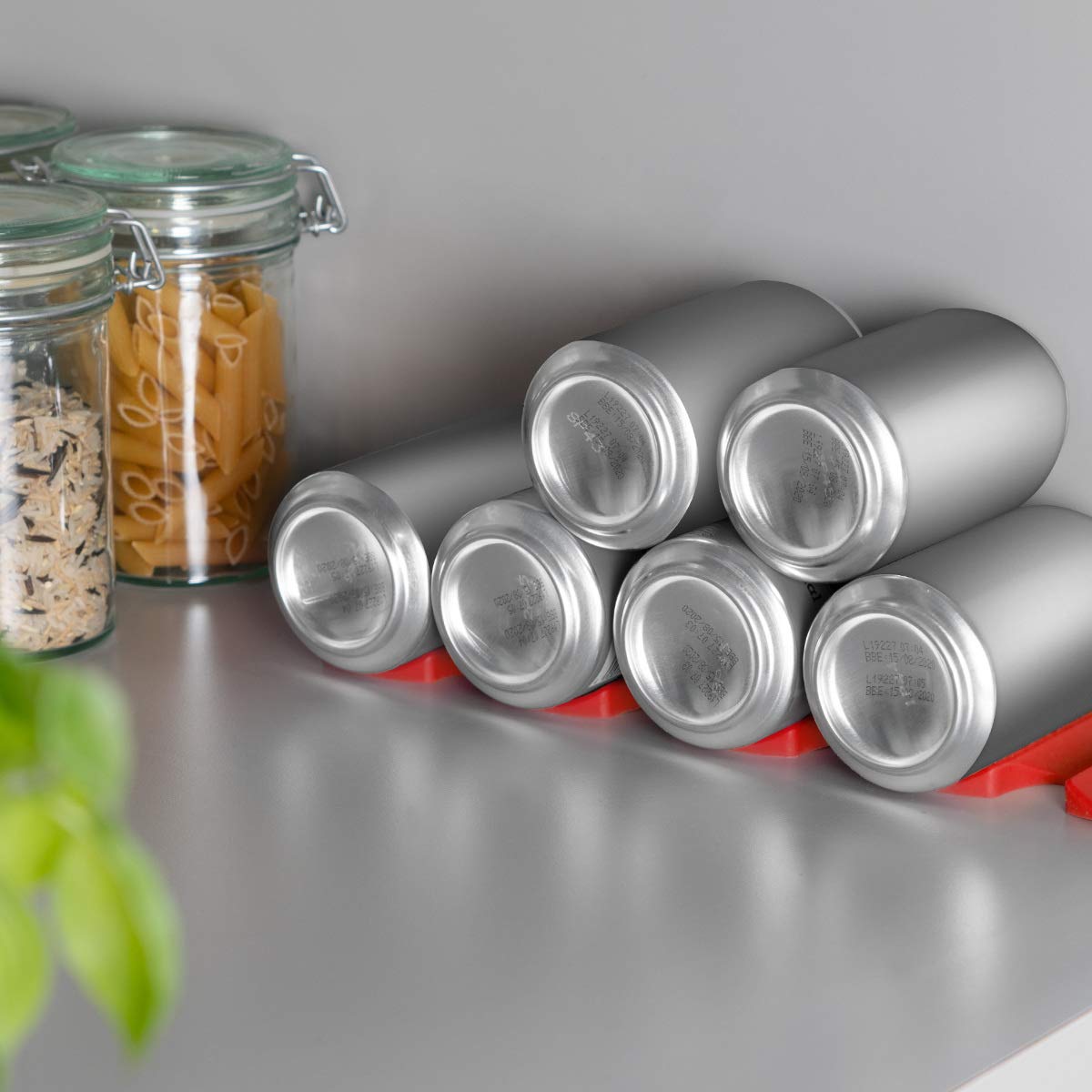 kwmobile Silicone Bottle Stacking Mat - Refrigerator Organizer to Stack Bottles, Cans, Beer, Soda - Non-Slip Holder Rack - Red