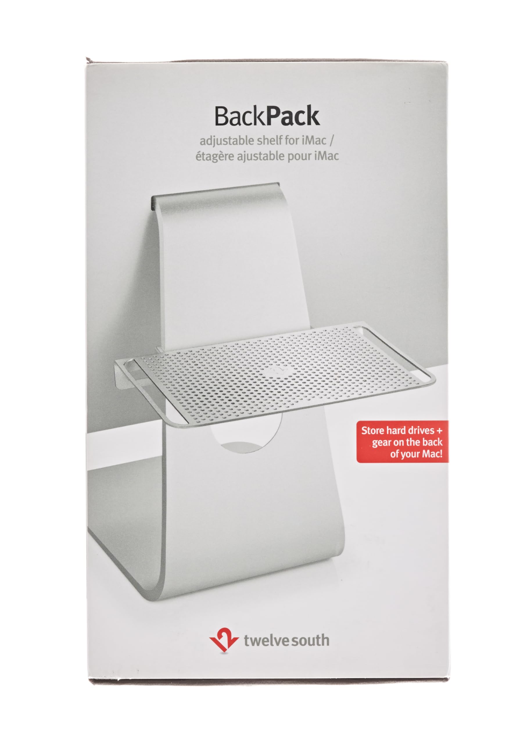 Twelve South Backpack for iMac and Apple Displays | Hidden Storage Shelf for Hard Drives and Accessories (Silver)