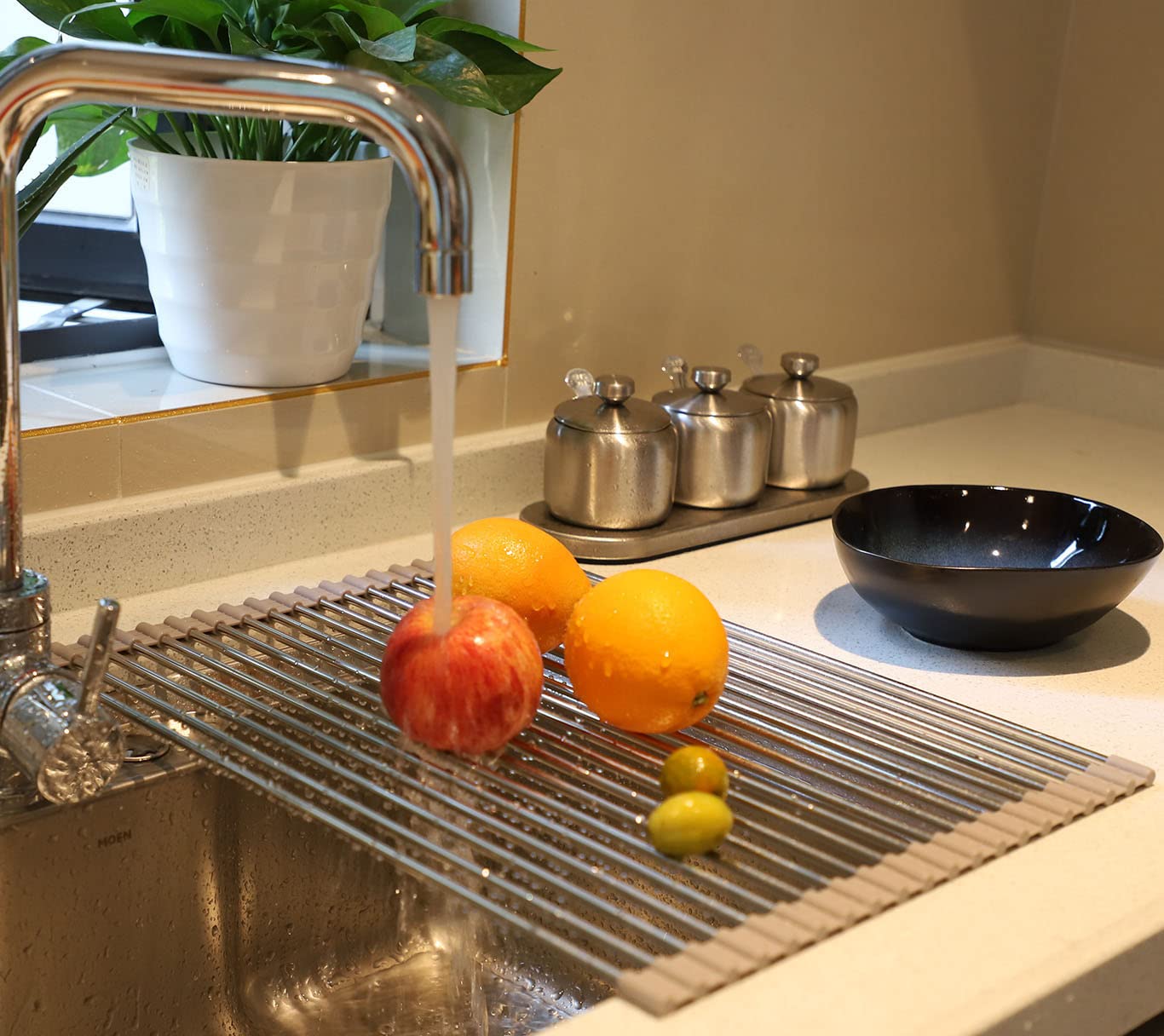 AMZALIBA Roll up Over The Sink Dish Drying Rack Roll-up Drying Rack Kitchen Rolling Dish Drainer Foldable Sink Drying Rack Mat Dish Drying Rack for Kitchen Sink Counter (17.7 inches X11.2 inches )
