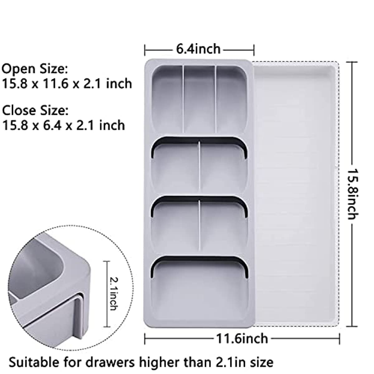QNPQYX Kitchen Drawer Organizer Tray,Silverware Organizer Storage Tray,DrawerStore Compact Cutlery Expandable Organizer for Kitchen Drawer Holding Flatware Spoons Forks