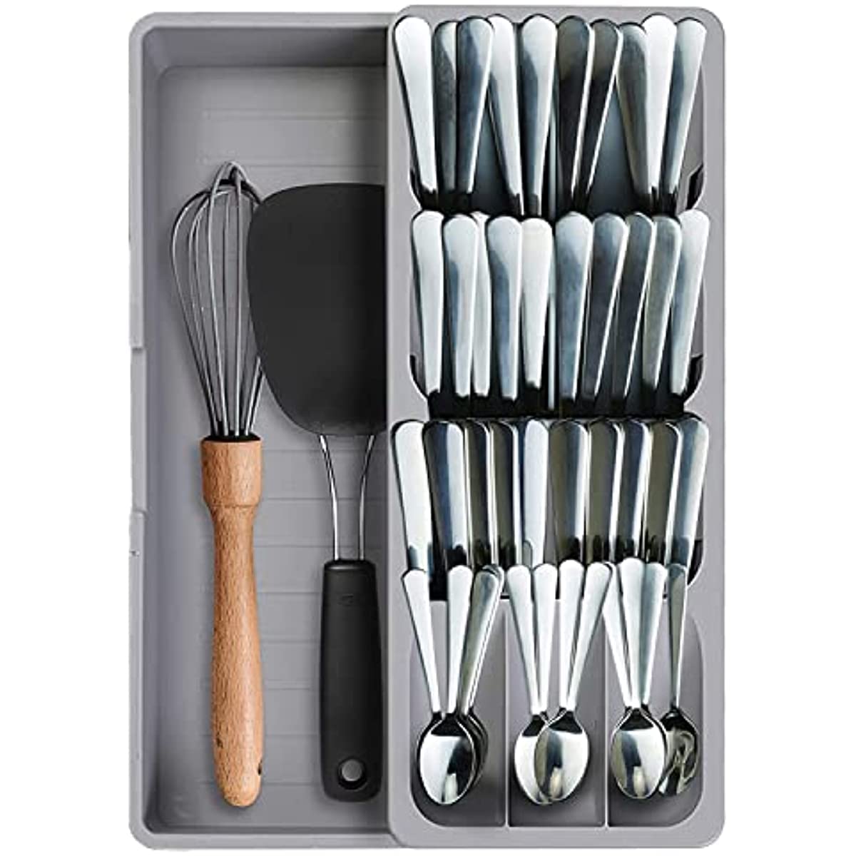 QNPQYX Kitchen Drawer Organizer Tray,Silverware Organizer Storage Tray,DrawerStore Compact Cutlery Expandable Organizer for Kitchen Drawer Holding Flatware Spoons Forks