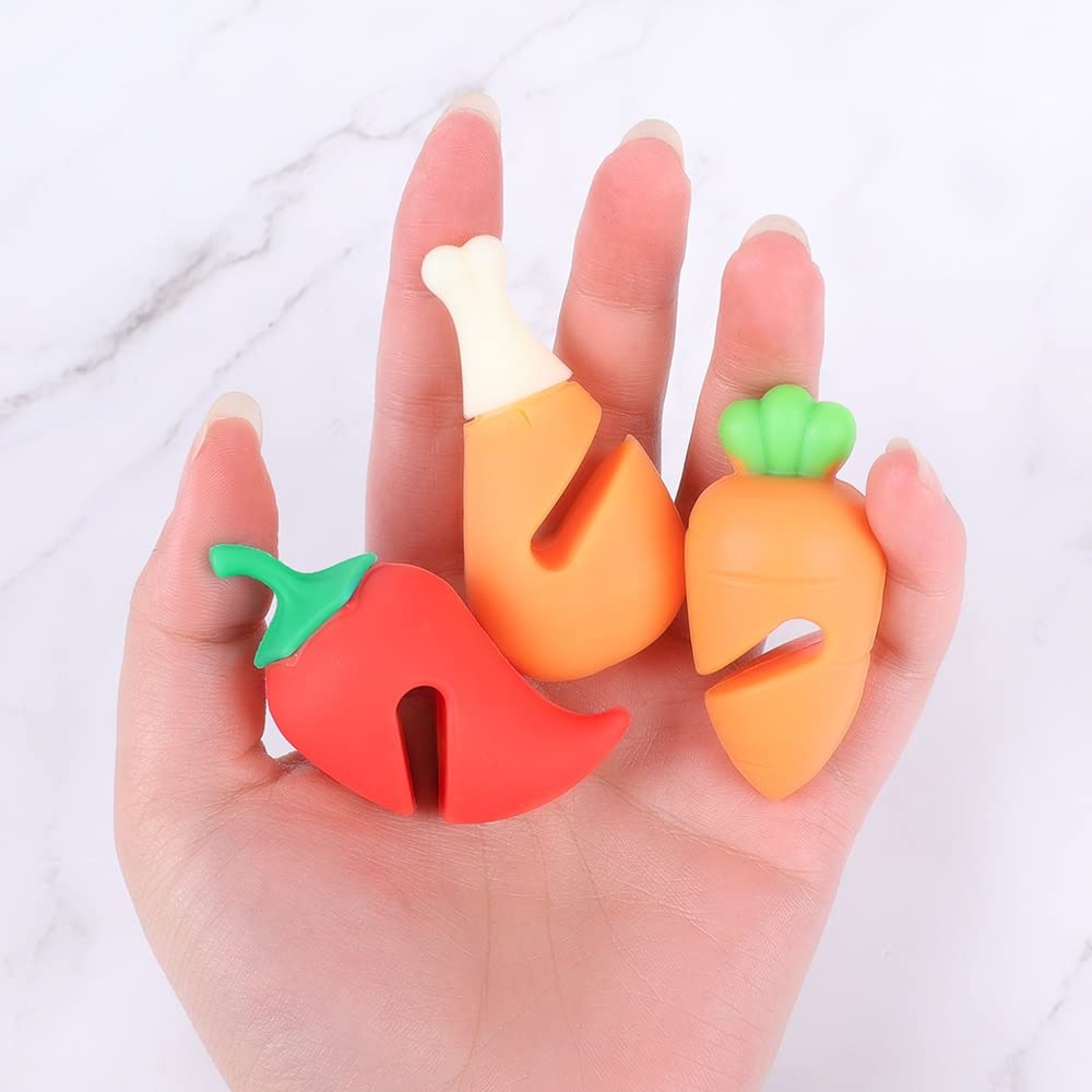 Pot Lid Lifts, 3Pcs Creative Cute Small Pepper, Carrot, Chicken Leg Shape, Pot Lid Raised, Silicone Spill Preventer, Practical In Kitchen,Anti-Overflow Kitchen Gadgets