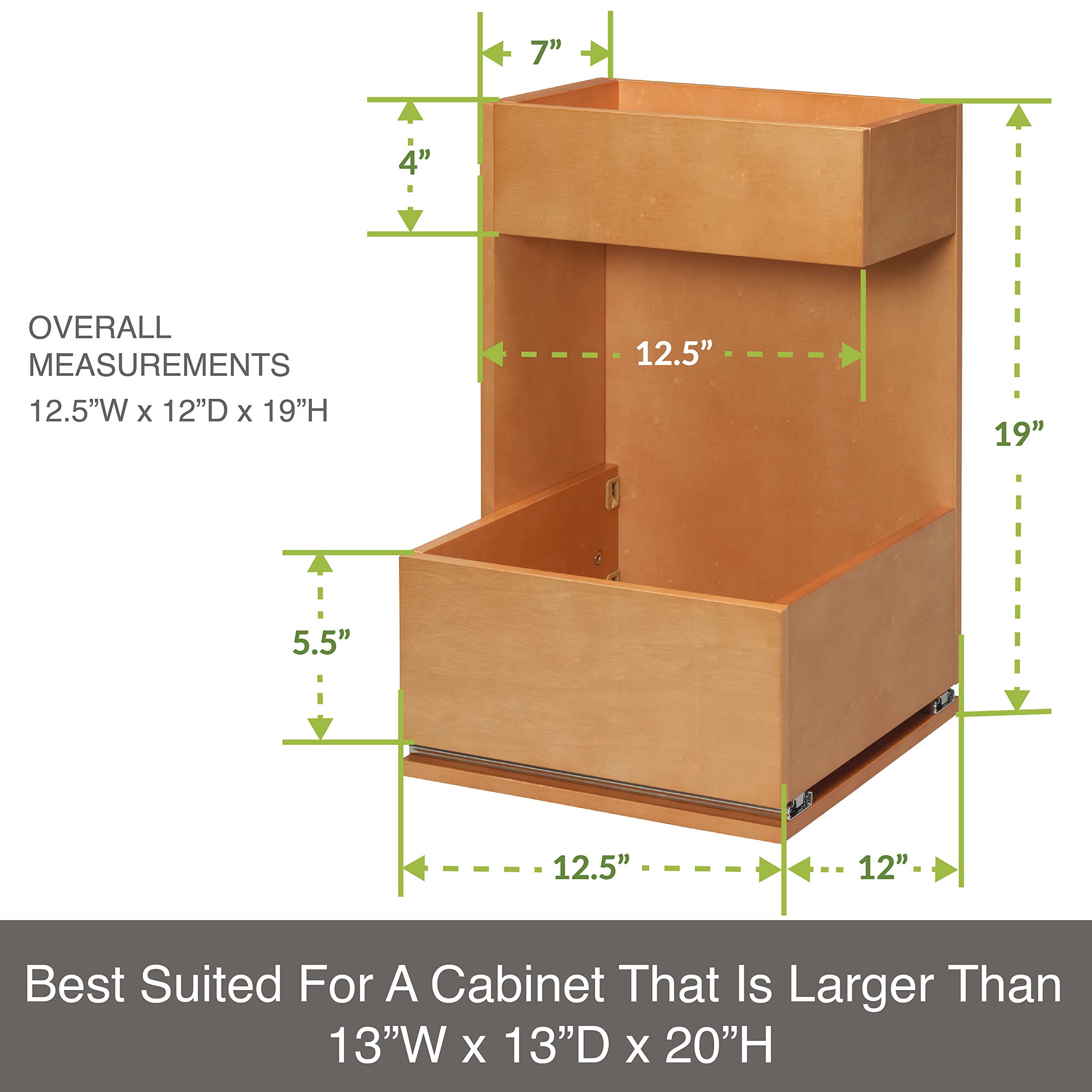 Homewerks RIPVANSHELF2 Slide Out Storage Cabinet Under Sink Organizer, 19 Inch 2 Tier, Dark Brown