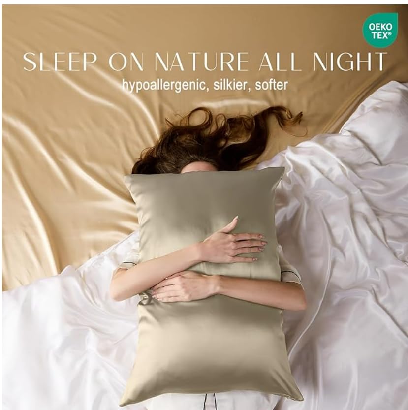 ZIMASILK 100% Mulberry Silk Pillowcase for Hair and Skin Health,Soft and Smooth,Both Sides Premium Grade 6A Silk,600 Thread Count,with Hidden Zipper,1pc (Queen 20''x30'',Taupe)