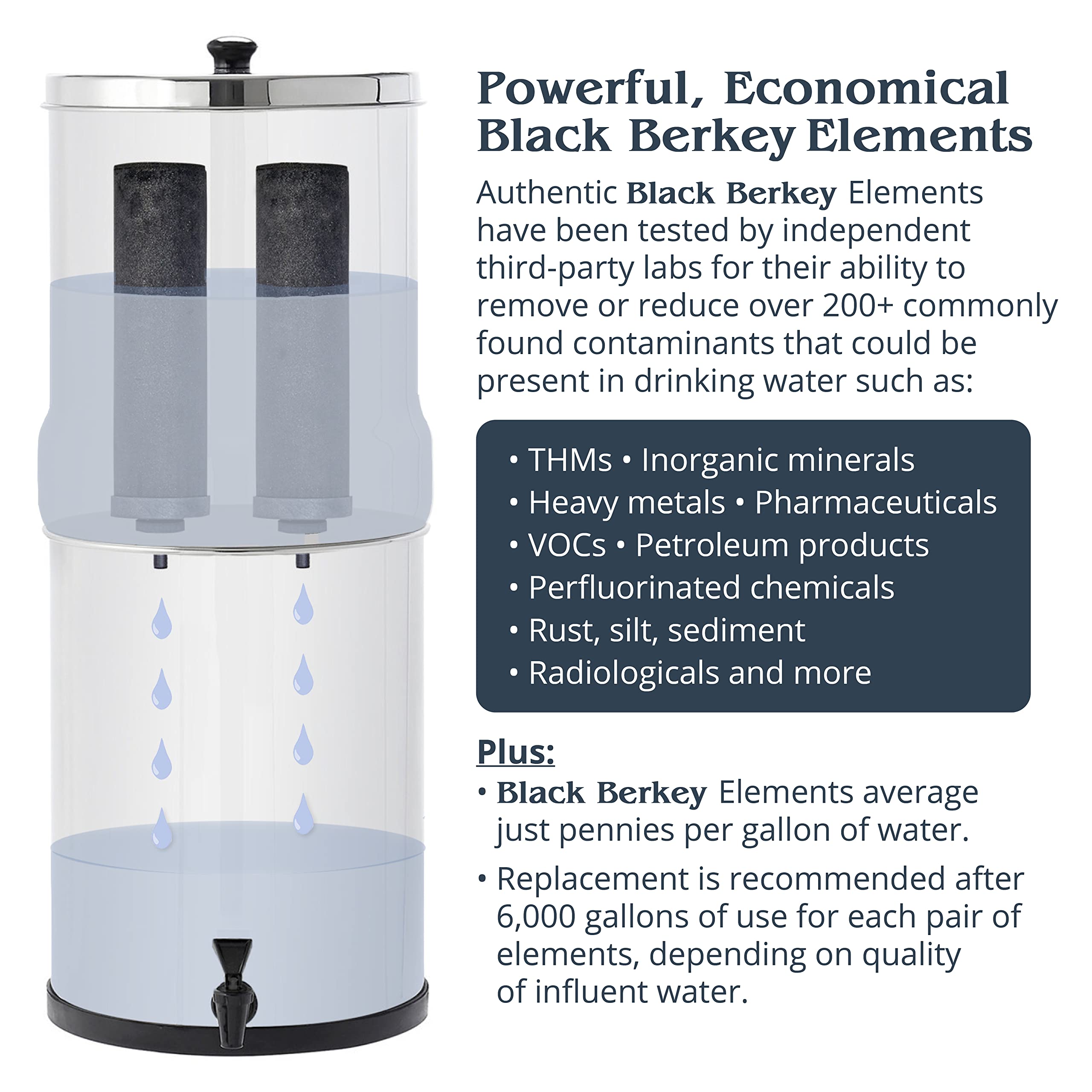 Berkey Authentic Black Berkey Elements BB9-2 Filters for Berkey Water Systems (Set of 2 Black Berkey Elements)