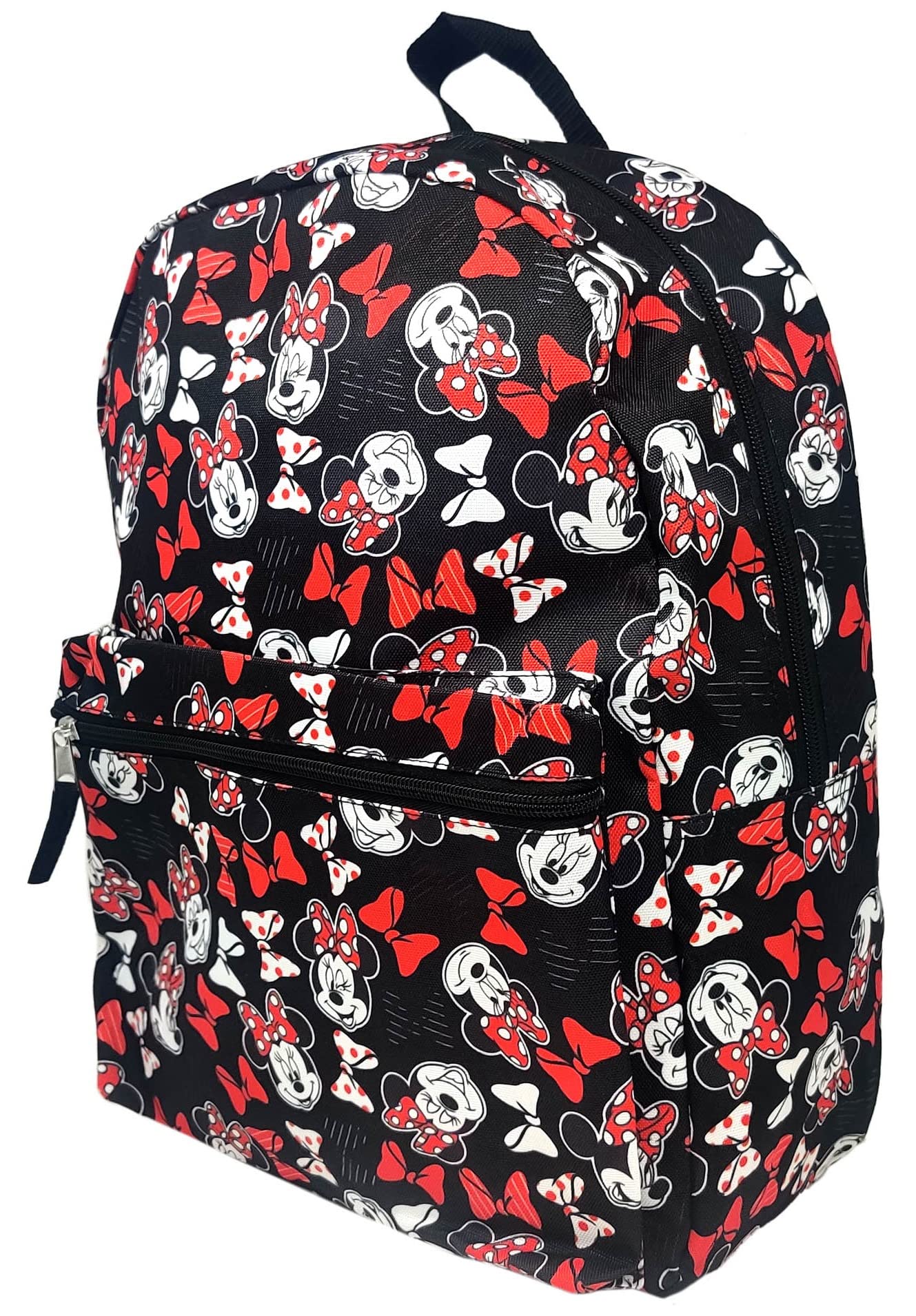 Disney Minnie Mouse 16" Backpack Front Pocket All Over Print School Bag