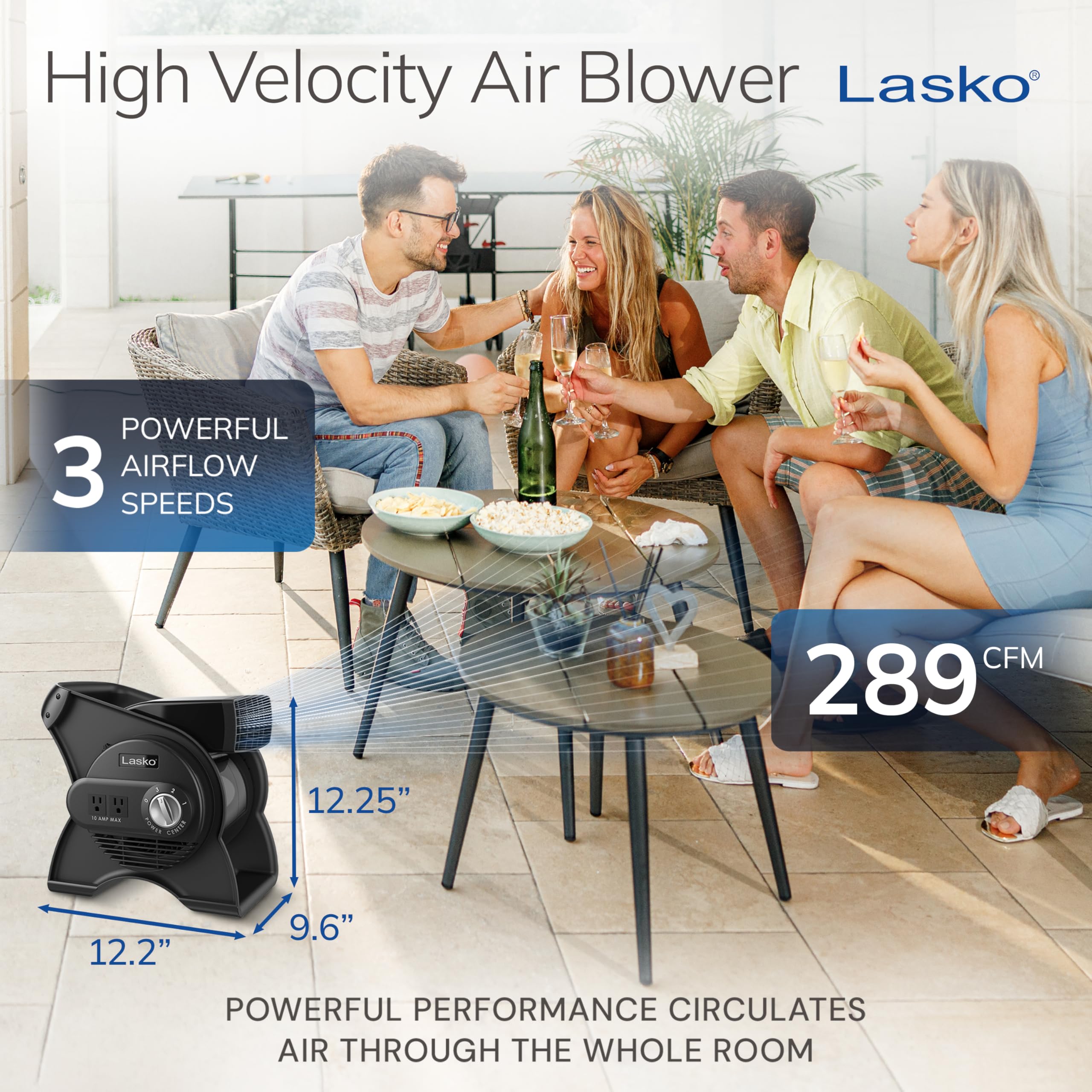 Lasko U12104 High Velocity Pro Pivoting Utility Fan for Cooling, Ventilating, Exhausting and Drying at Home, Job Site and Work Shop, Black 12104 12.2 x 9.6 x 12.3 inches
