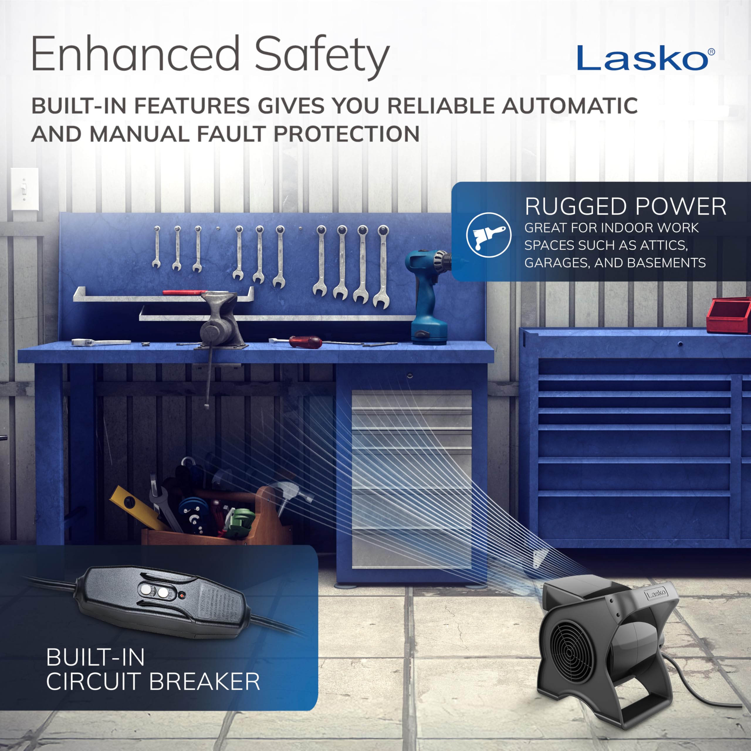 Lasko U12104 High Velocity Pro Pivoting Utility Fan for Cooling, Ventilating, Exhausting and Drying at Home, Job Site and Work Shop, Black 12104 12.2 x 9.6 x 12.3 inches