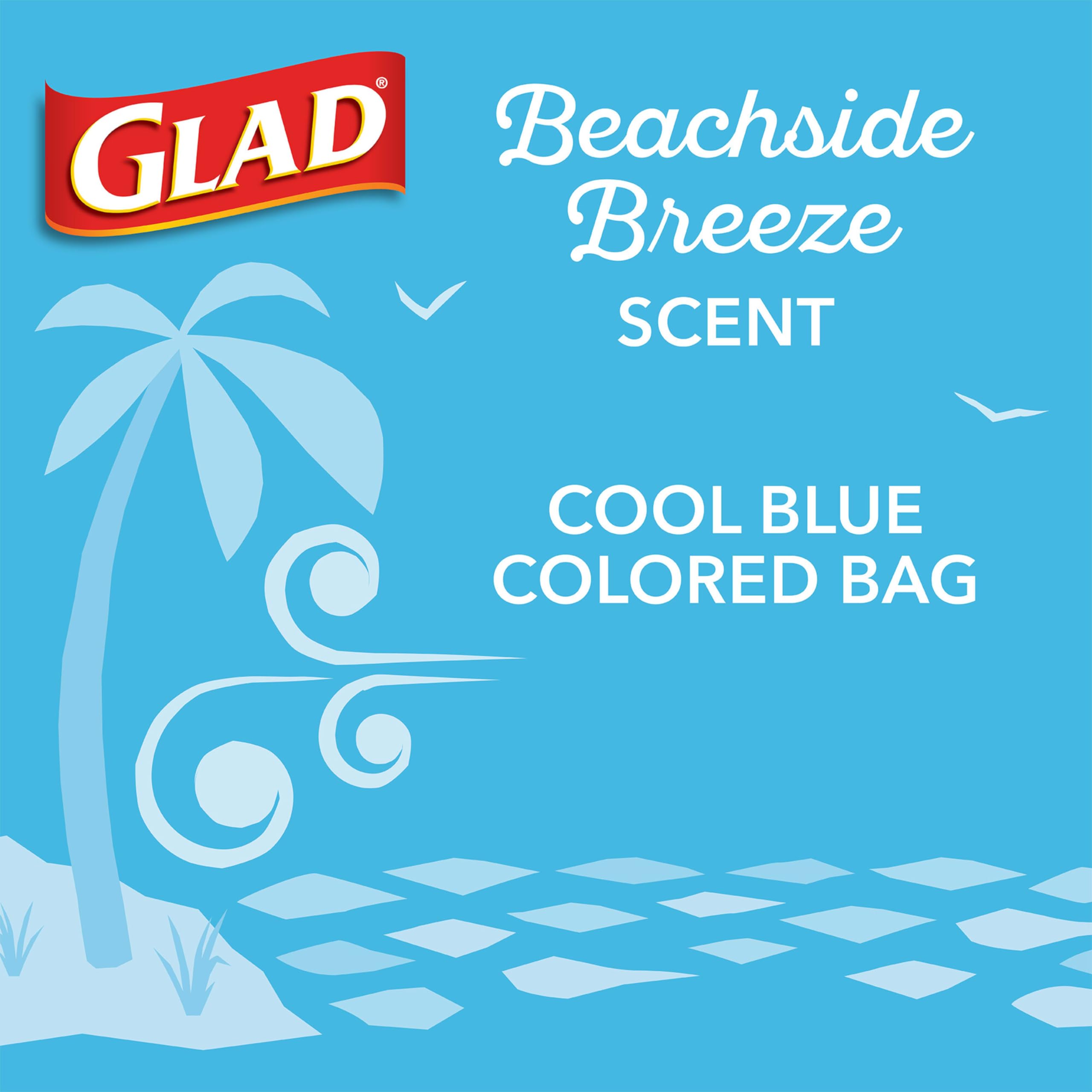 GLAD Small Drawstring Trash Bags, 4 Gallon Green Trash Bags for Small Kitchen or Office Trash Can, Beachside Breeze with Febreze Freshness to Eliminate Odors, 80 Count - Packaging May Vary