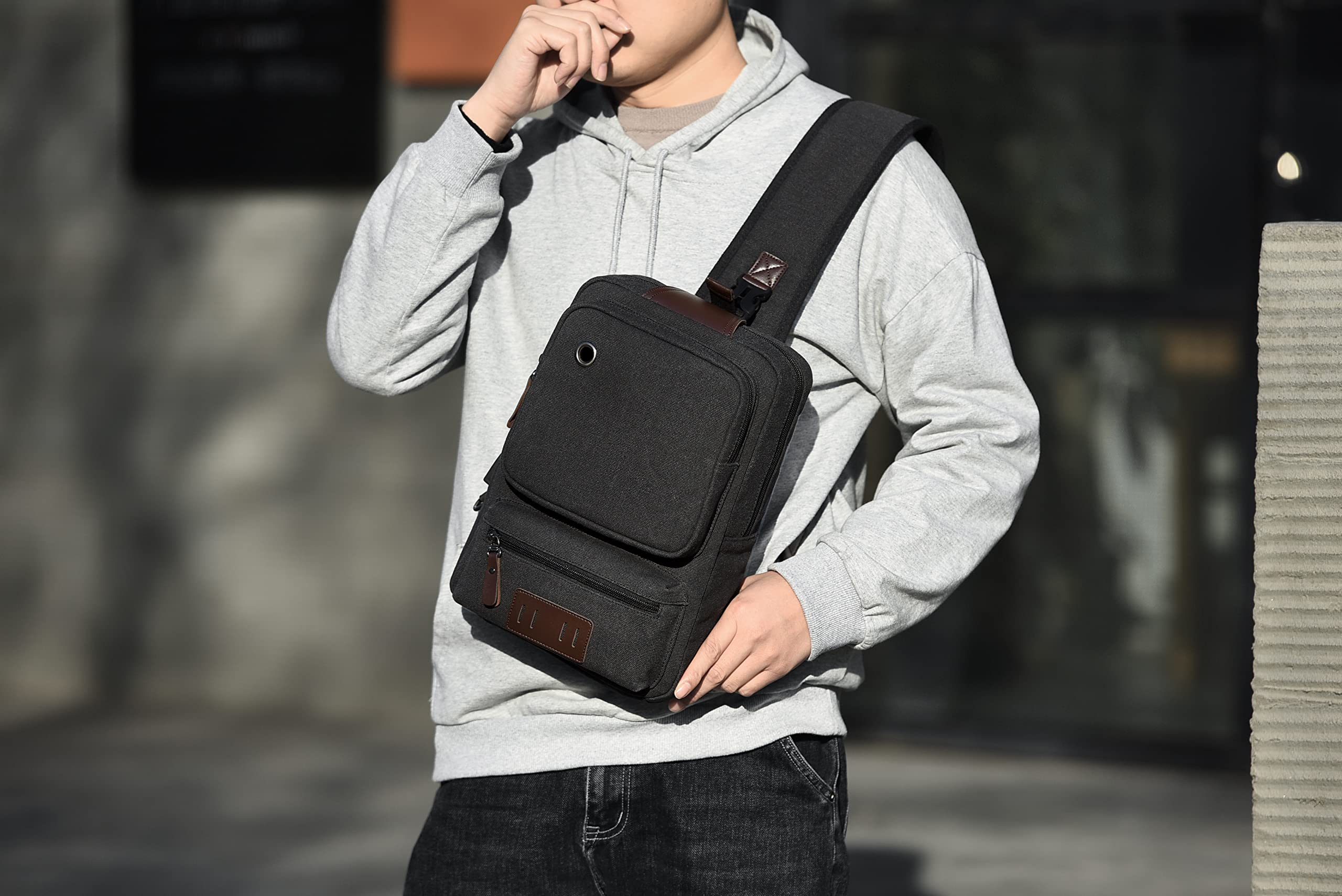 FSDWG Backpack Sling Crossbody Backpack Shoulder Bag for Men Large Capacity Wallet Cell Phone Bag