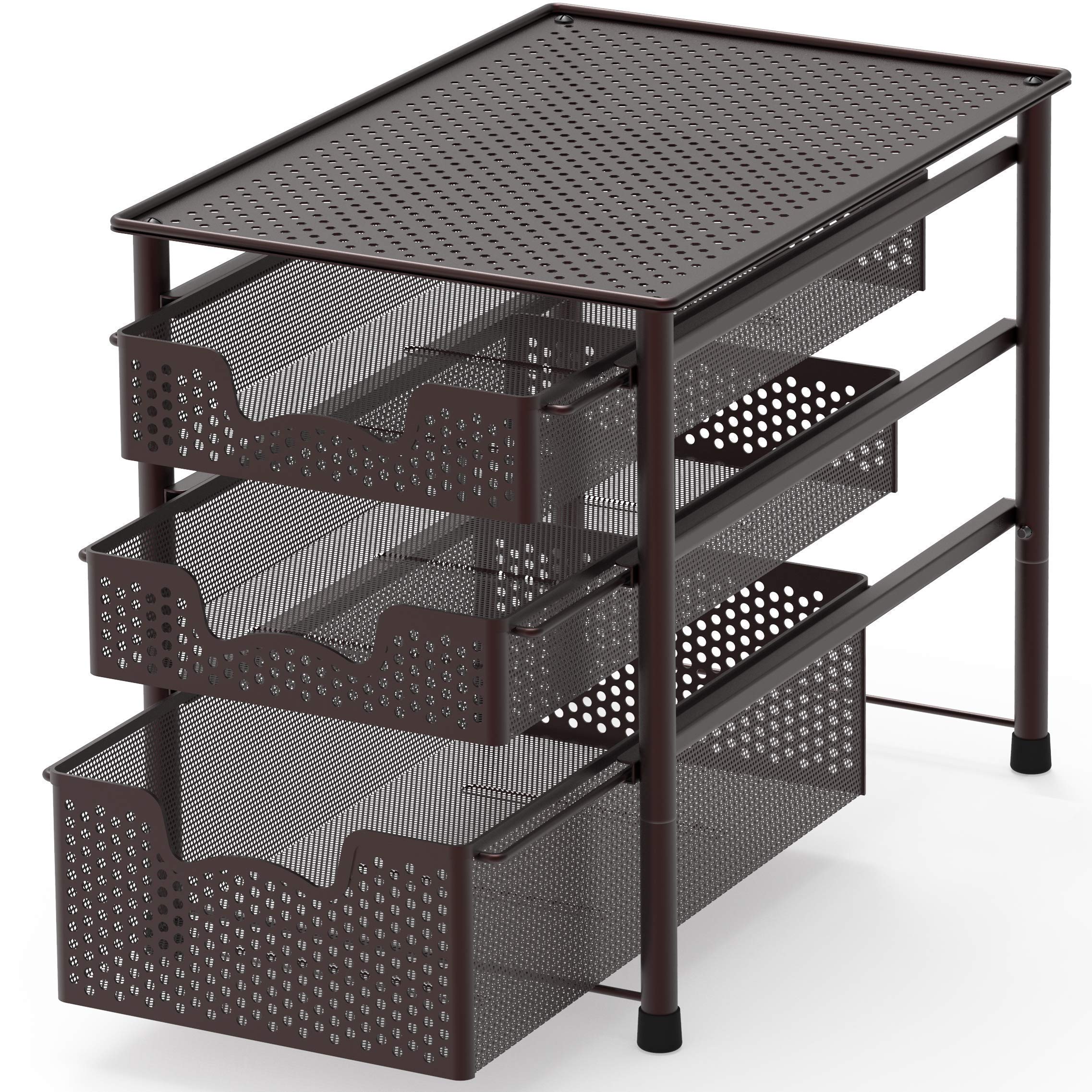 Simple Houseware Stackable 3 Tier Sliding Basket + Single Tier Sliding Basket