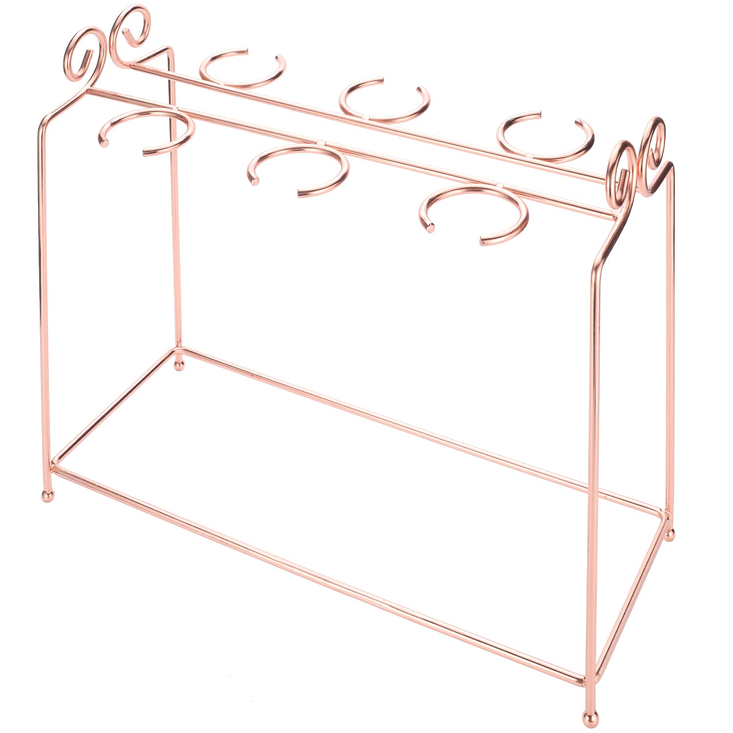 MyGift Modern Copper Metal Wire Countertop Hanging Wine Glass Holder, Stemware Display Rack