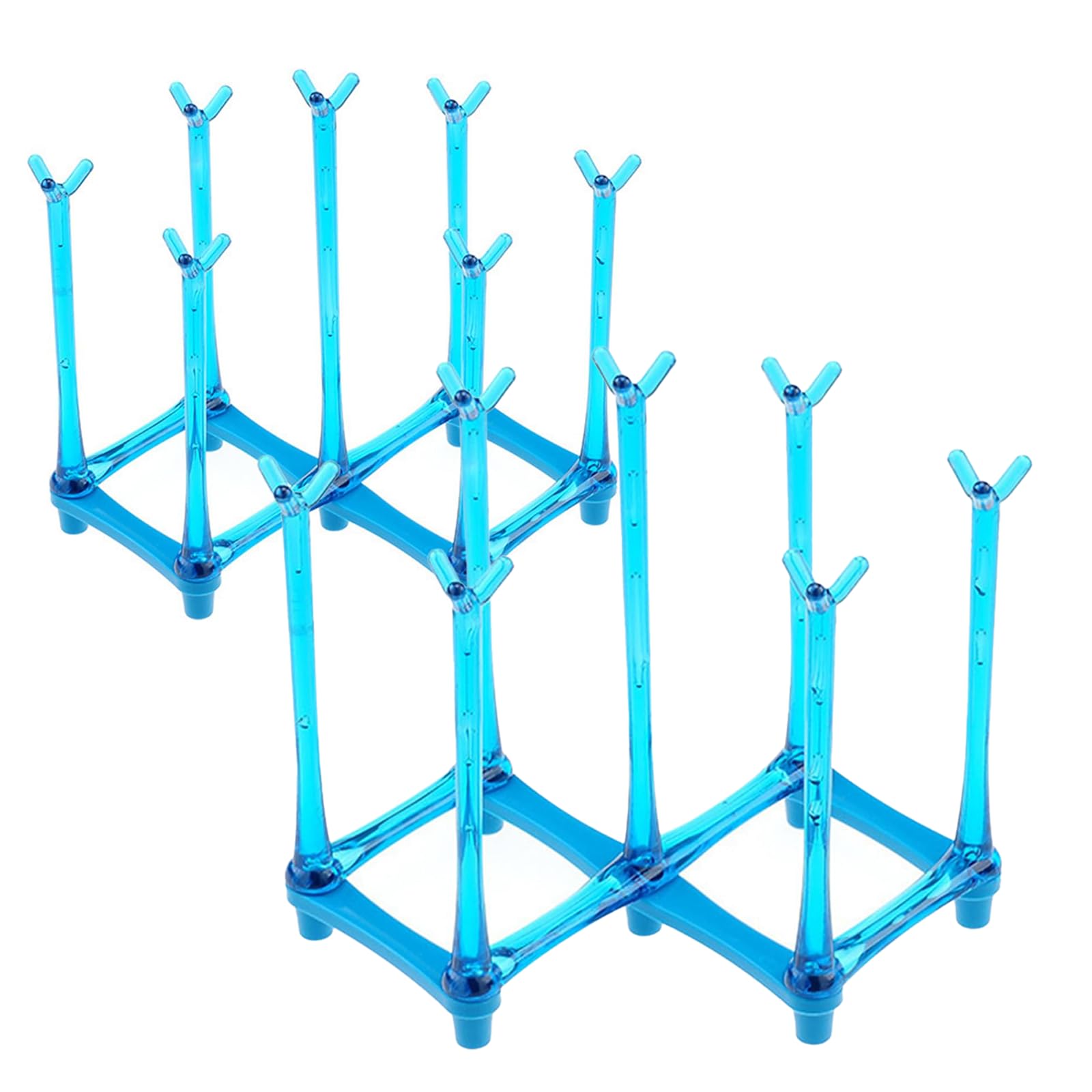 2 Pack Retractable Cup Drying Rack, Drinking Glass and Sports Bottle Drainer Stand, Plastic Bag Dryer and Mug Tree for Kitchen Countertop